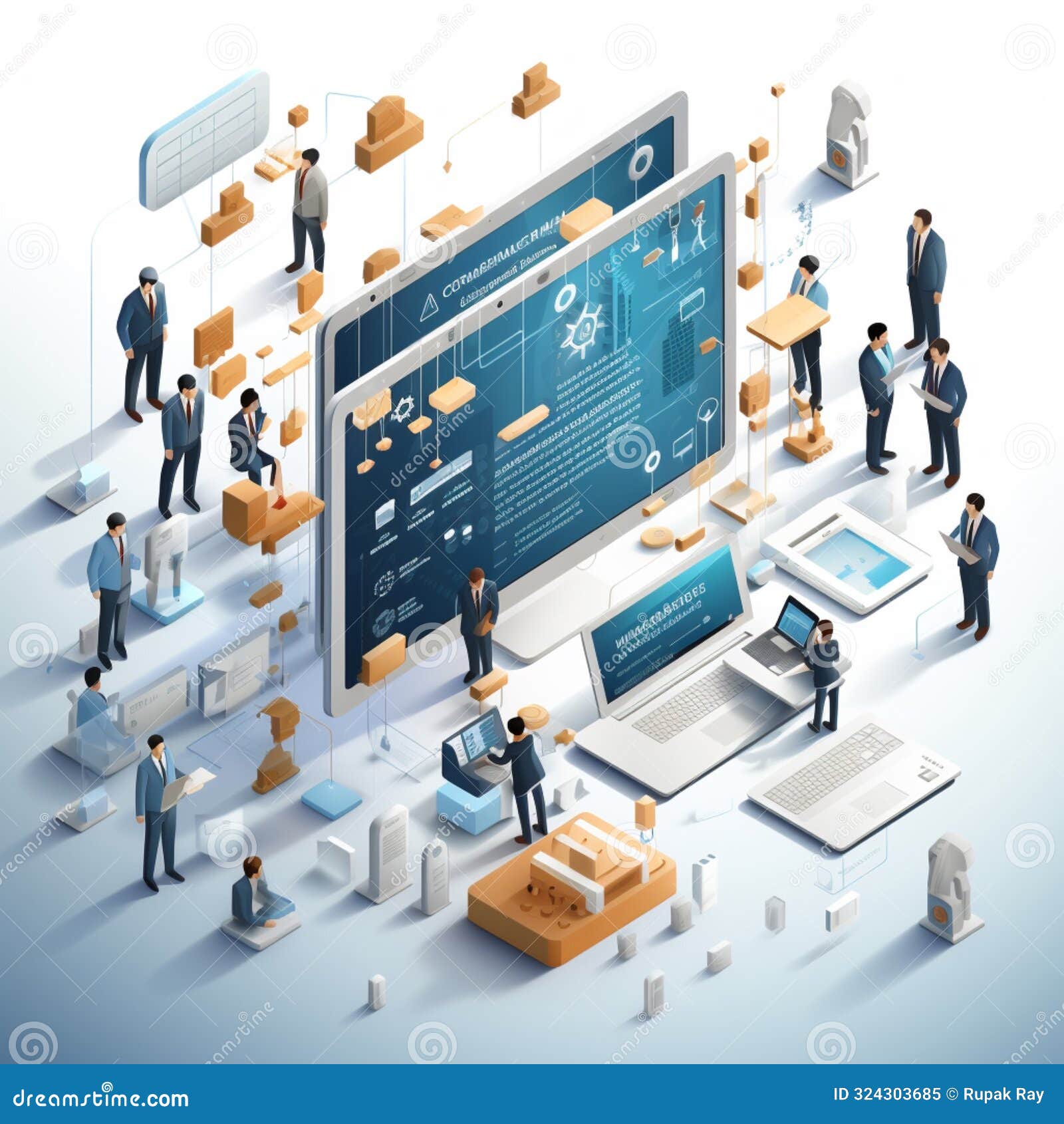 Gathering of Individuals in a Room with Computer and Screen Visualizing ...