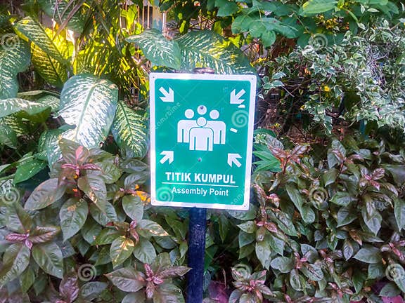 Gathering Point Board in a Park. Assembly Point Stock Image - Image of ...