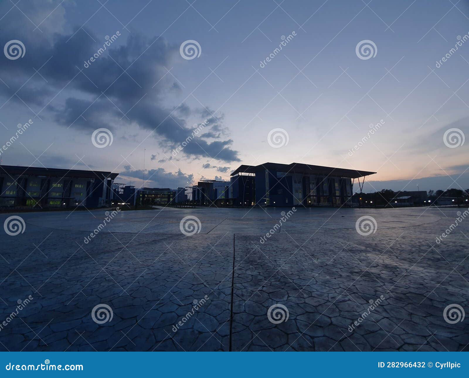 Gathering Point on a Building at Sunset Stock Photo - Image of ...
