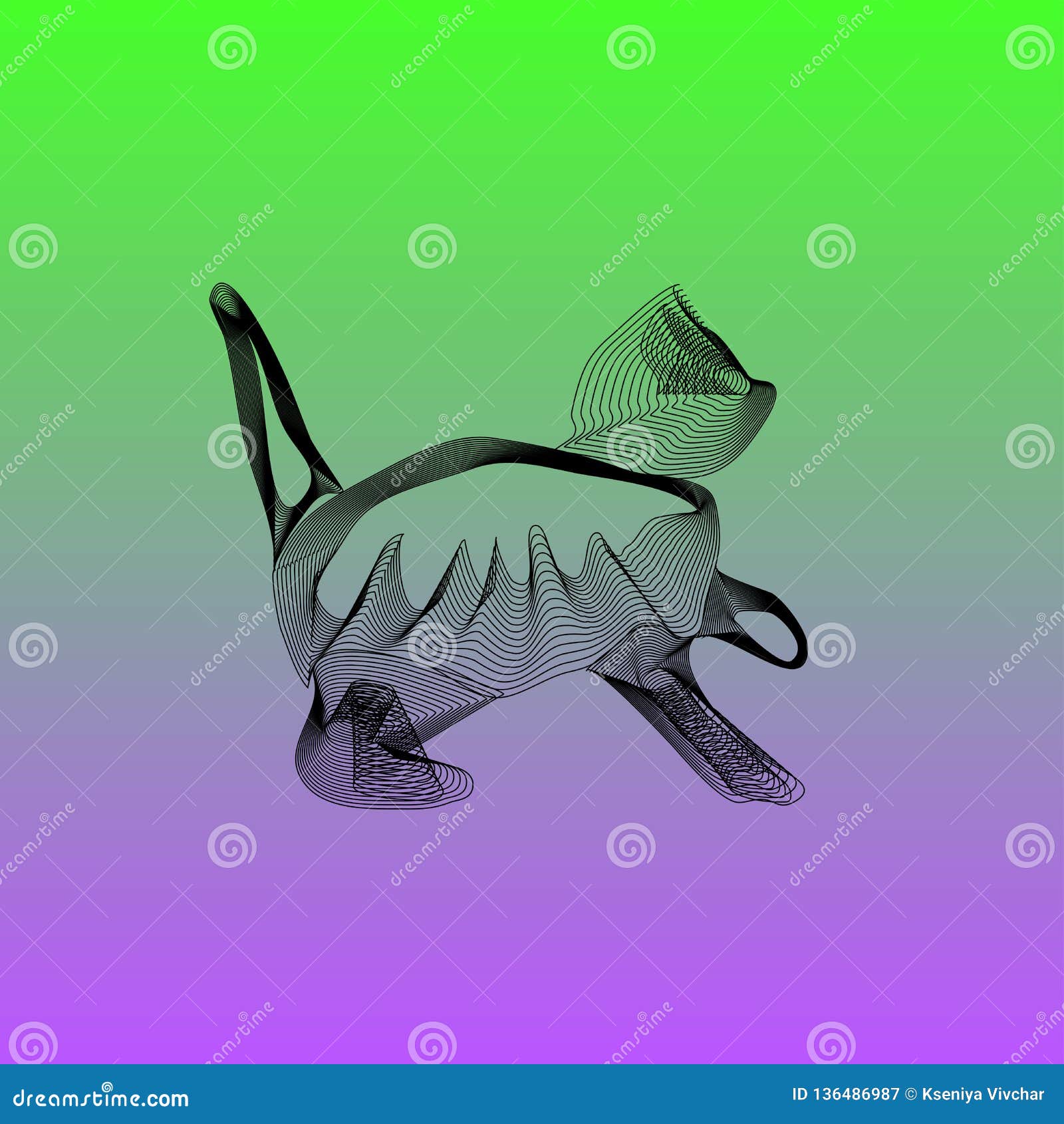 Gatito en estilo linear stock de ilustración. Ilustración de historieta ...