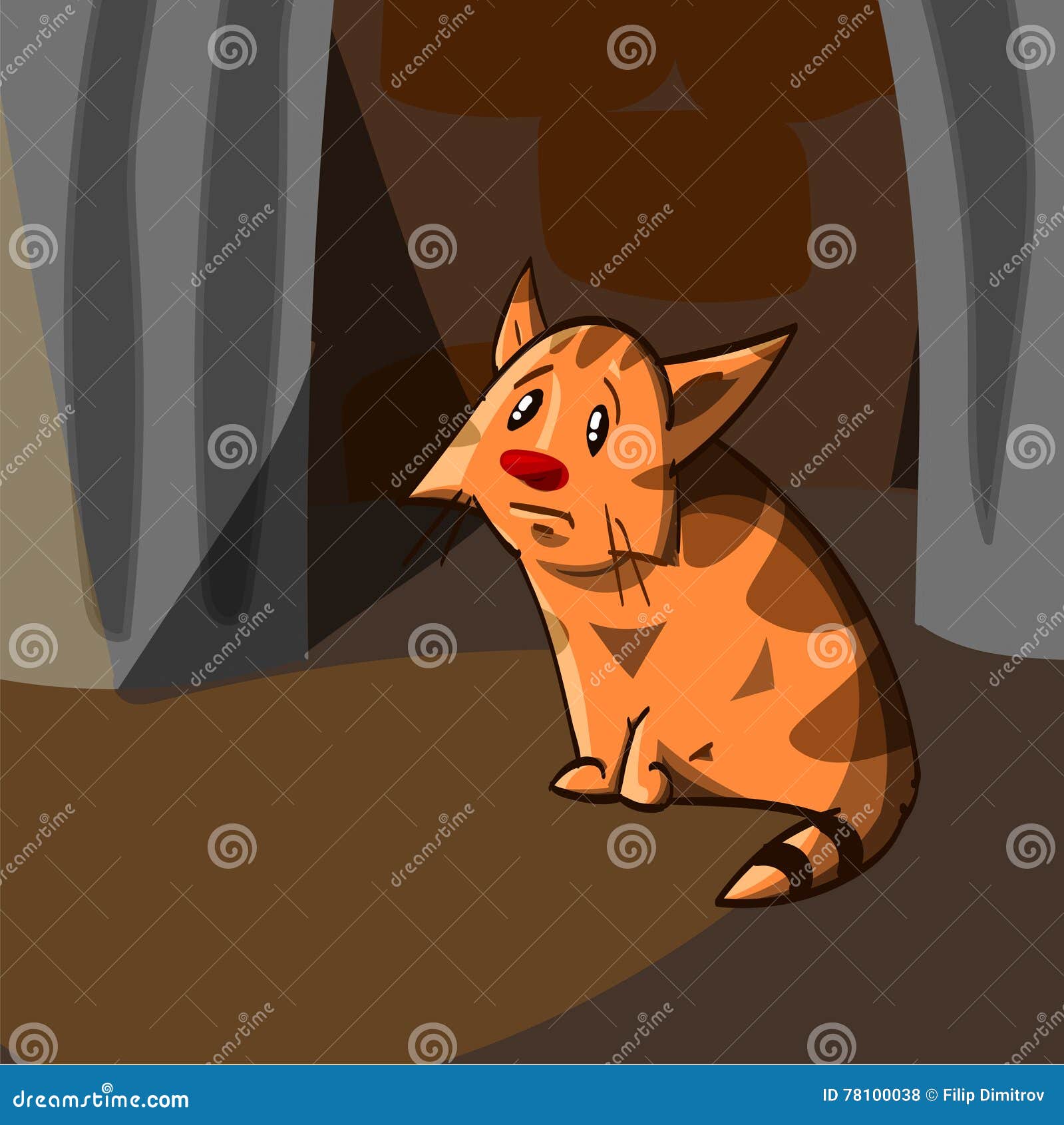 Gatito perdido en la calle ilustración del vector. Ilustración de ...