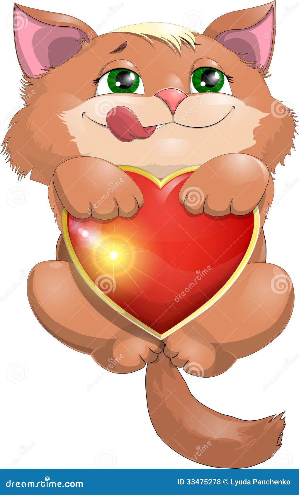 Gatito y corazón stock de ilustración. Ilustración de historieta - 33475278