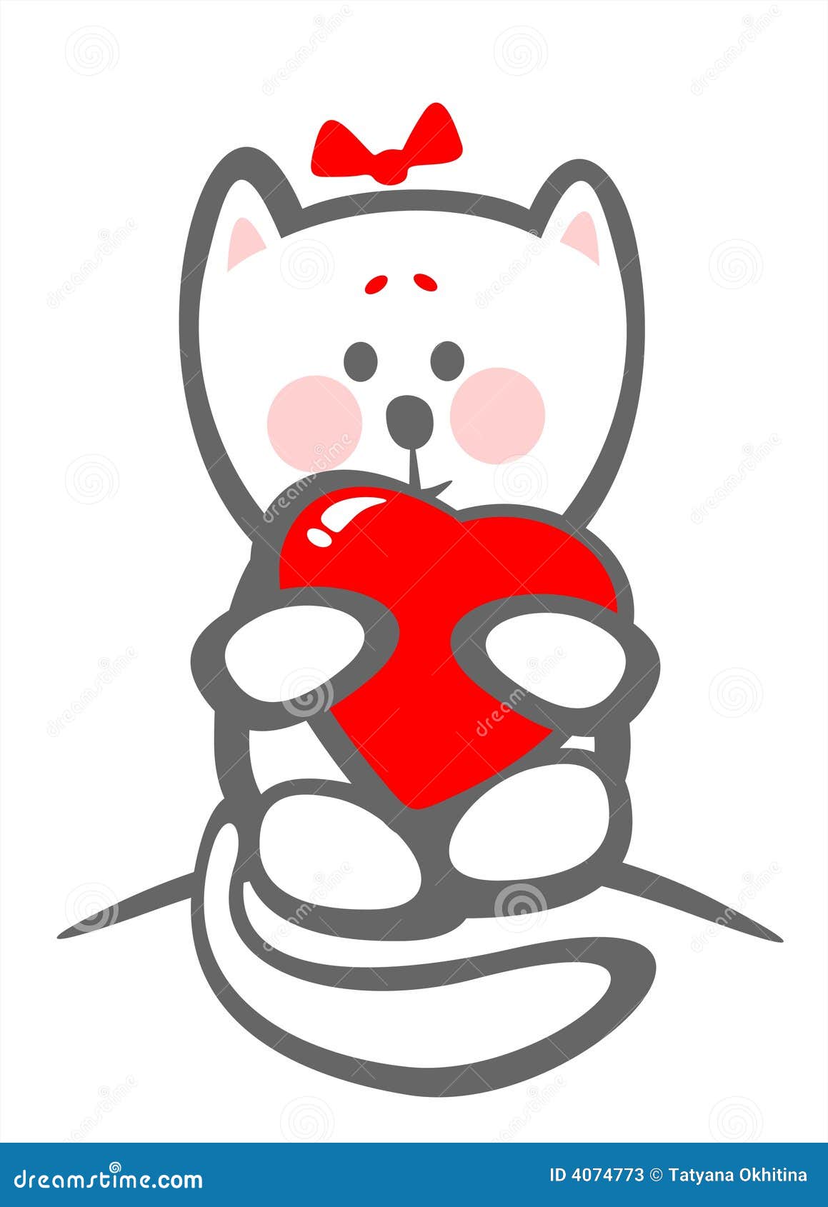 Gatito y corazón ilustración del vector. Ilustración de sorpresa - 4074773