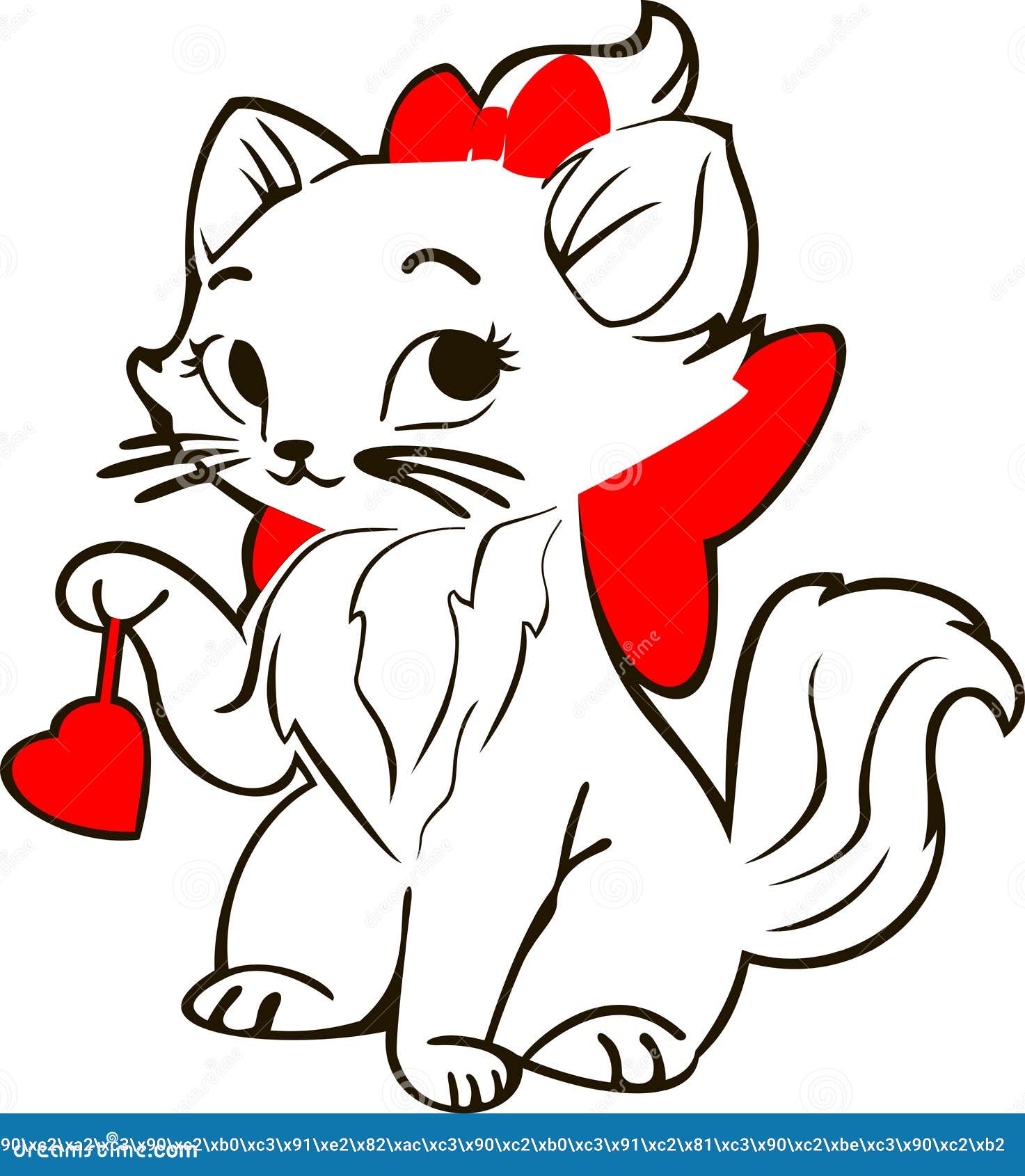 Gato con el corazón ilustración del vector. Ilustración de gatito ...