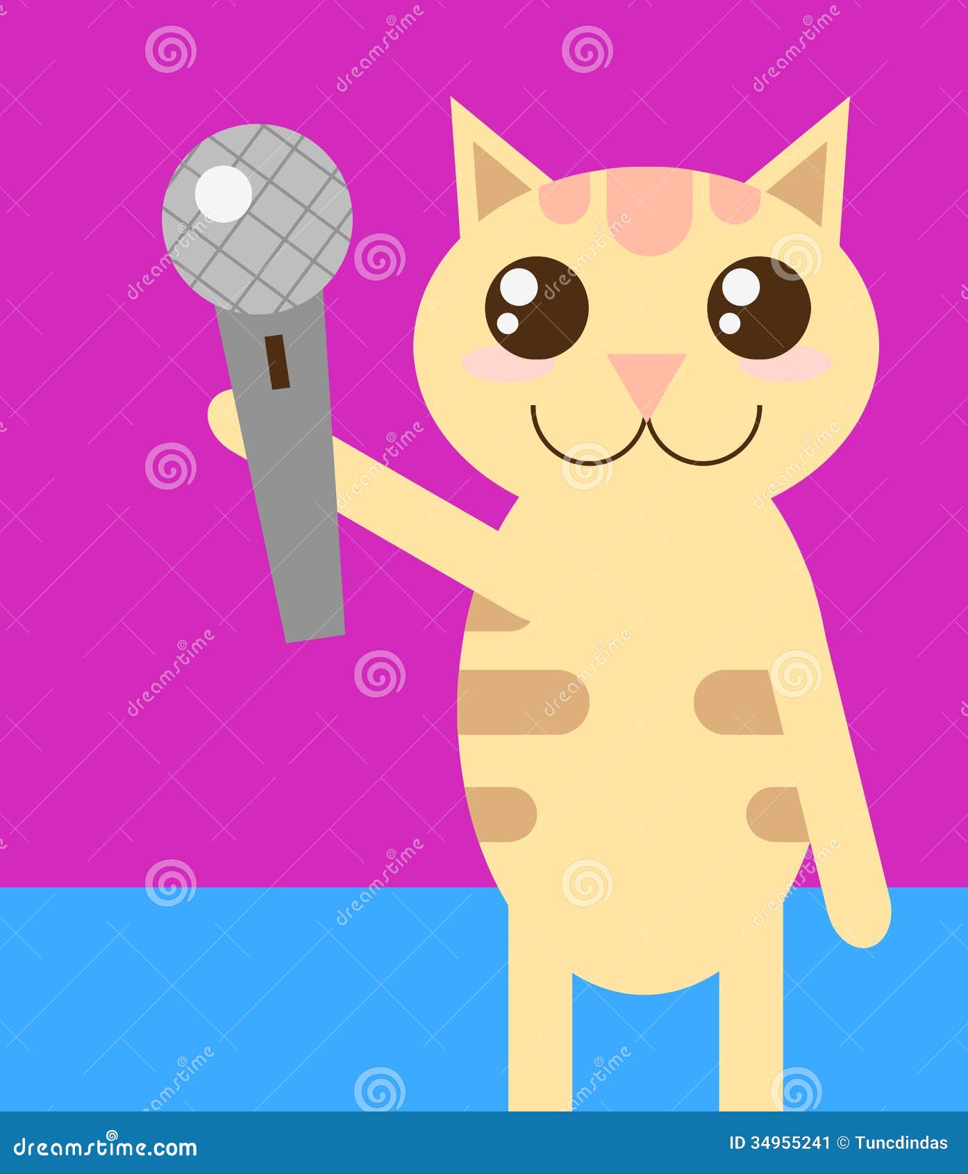 Gato con el micrófono ilustración del vector. Ilustración de poco ...