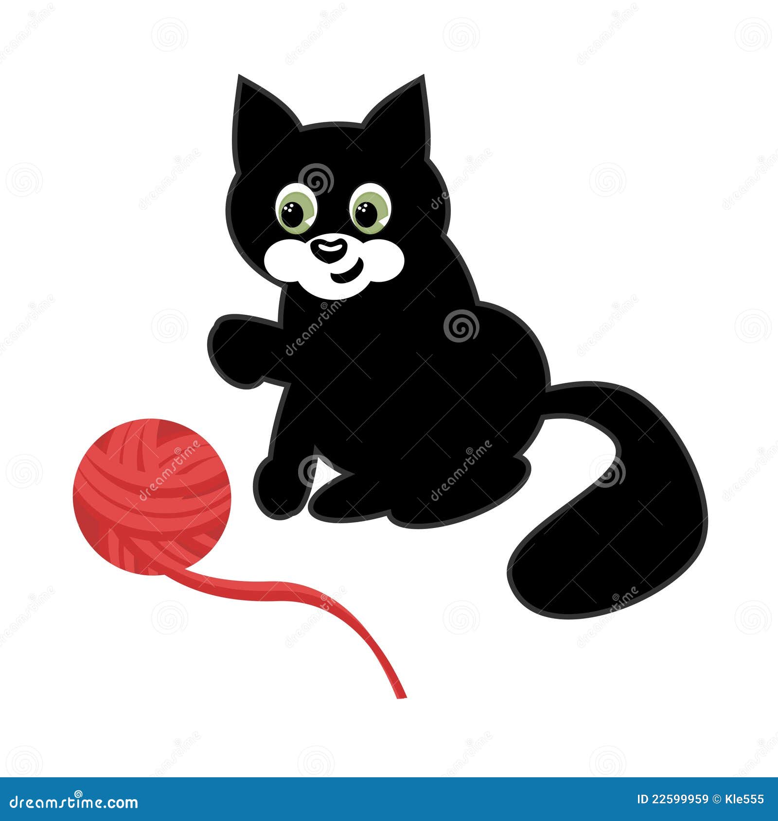 Gato Con El Ovillo En Blanco Ilustración del Vector - Ilustración de ...
