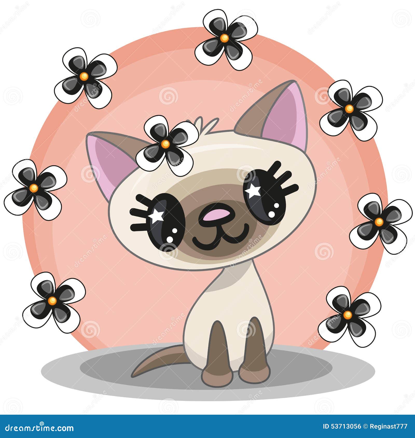 Gato con las flores ilustración del vector. Ilustración de felicidad ...