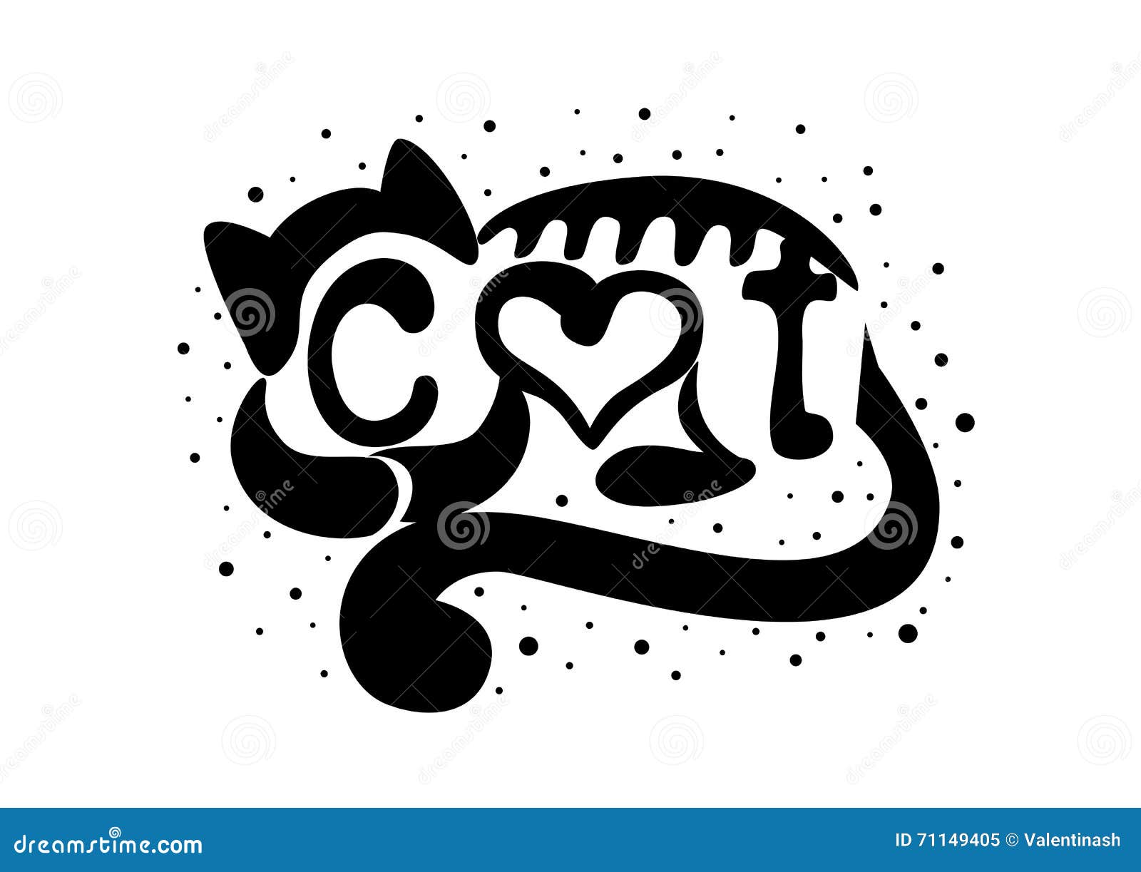 Gato con las letras ilustración del vector. Ilustración de negro - 71149405