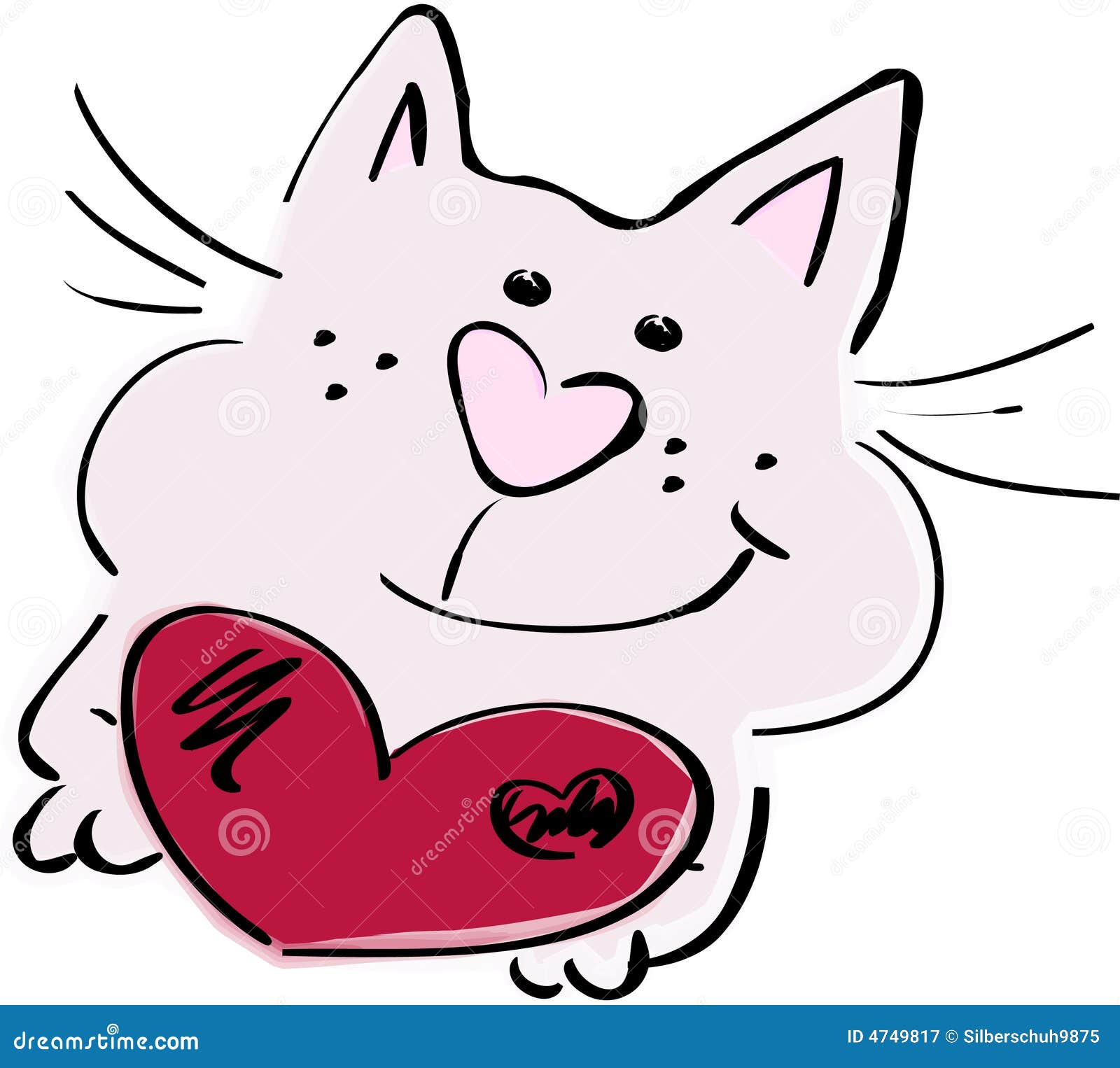 Gato con un corazón ilustración del vector. Ilustración de color - 4749817
