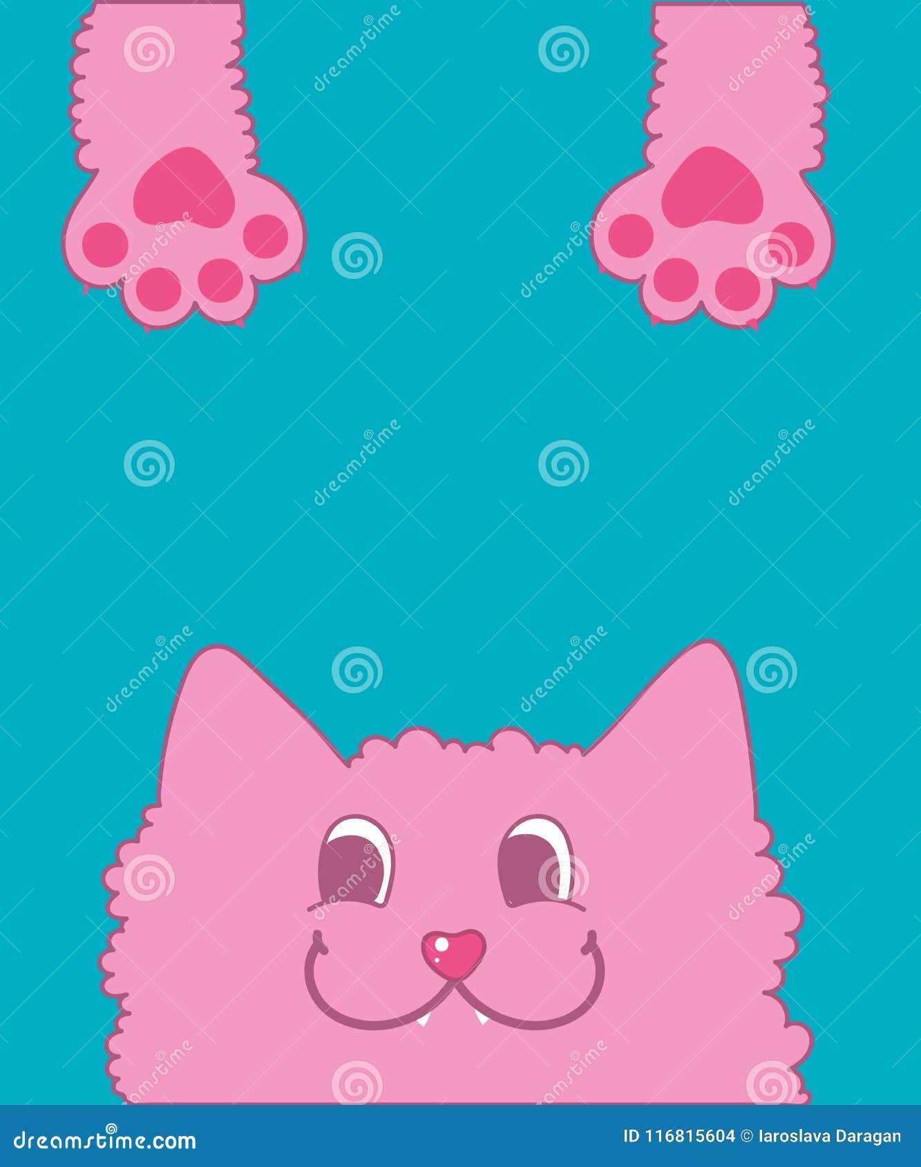 Gato cor-de-rosa astuto ilustração do vetor. Ilustração de azul - 116815604