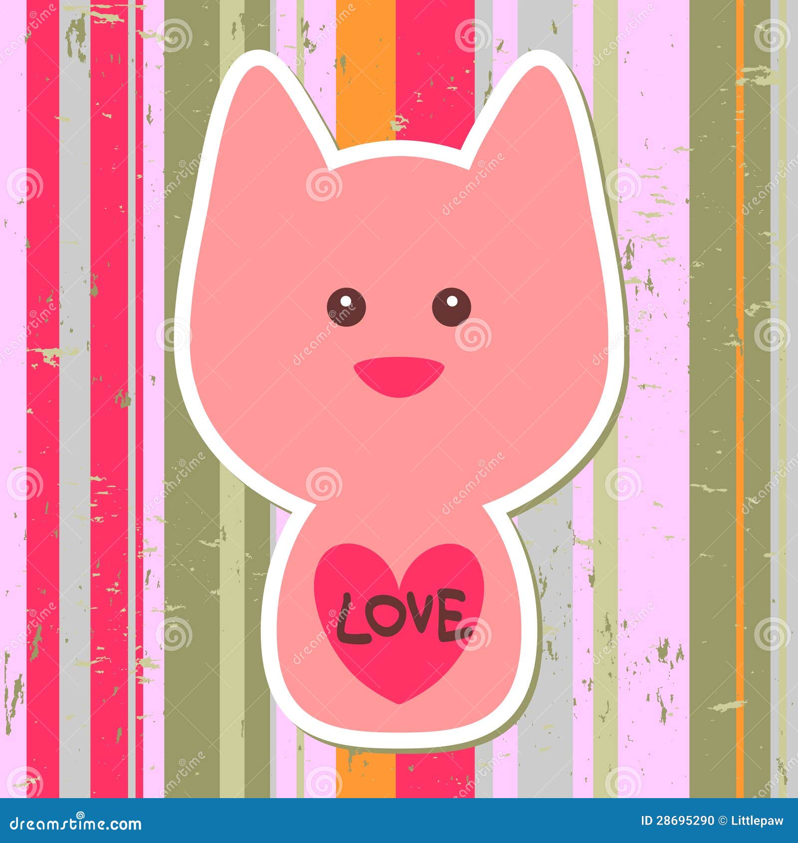 Gato cor-de-rosa bonito ilustração do vetor. Ilustração de listra ...