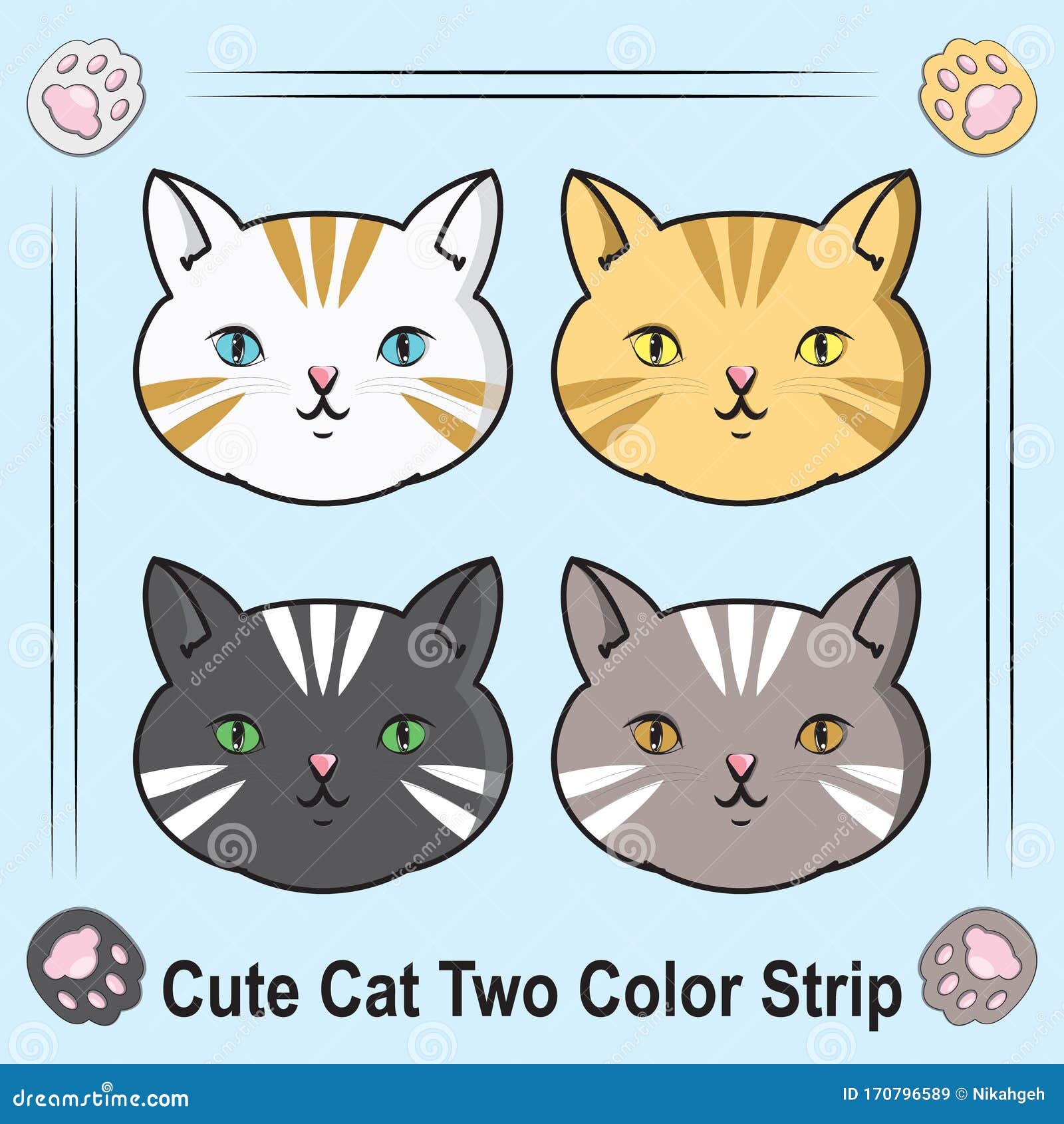 Gato Cortado, Duas Cores, PRONTO PARA USAR Ilustração do Vetor ...