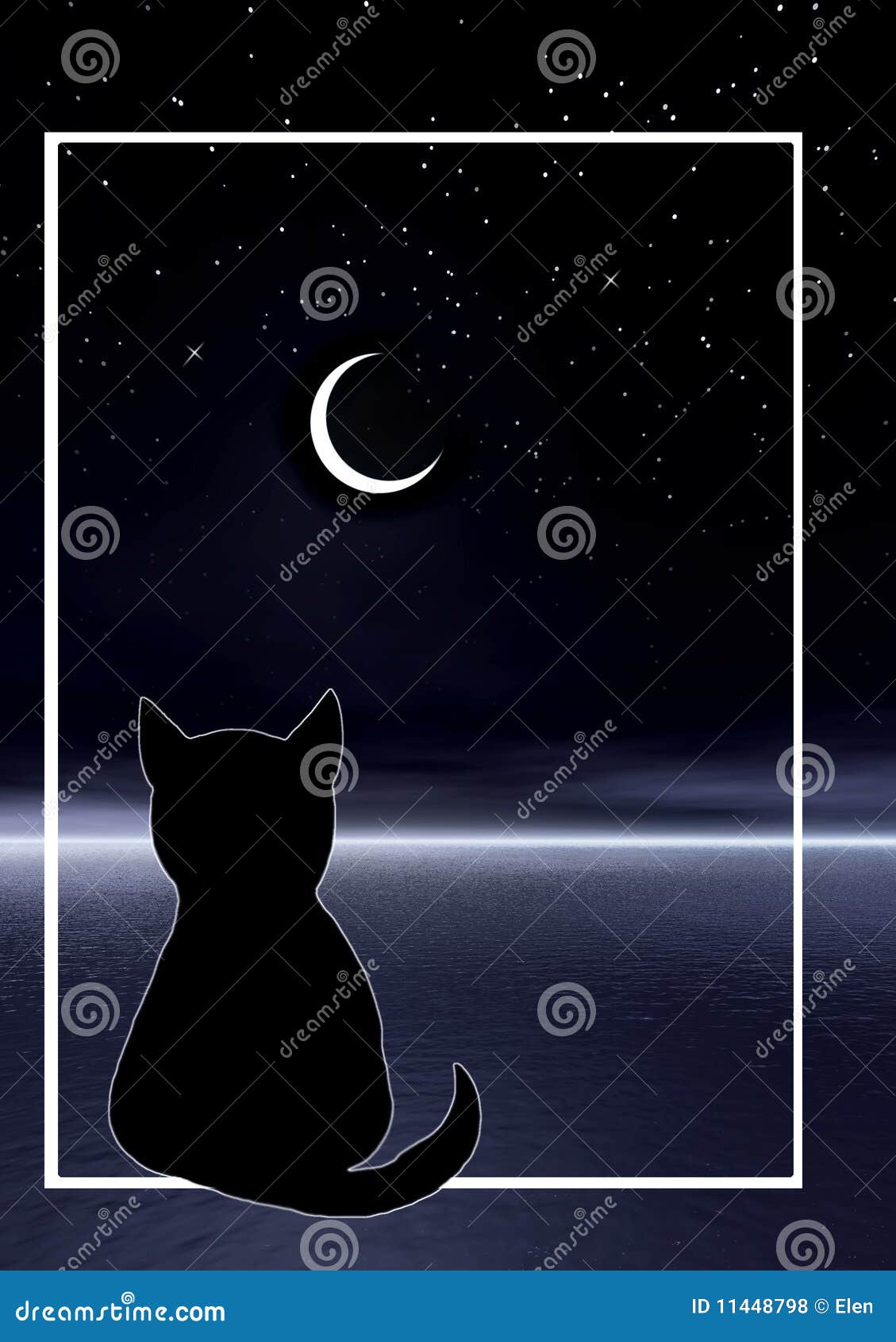 Gato e lua ilustração stock. Ilustração de creativo, fundo - 11448798