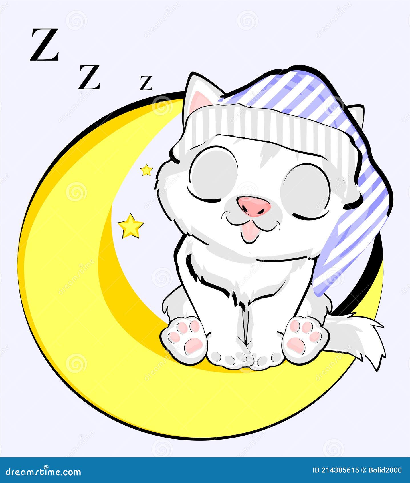 Gato e lua ilustração stock. Ilustração de riso, sono - 214385615