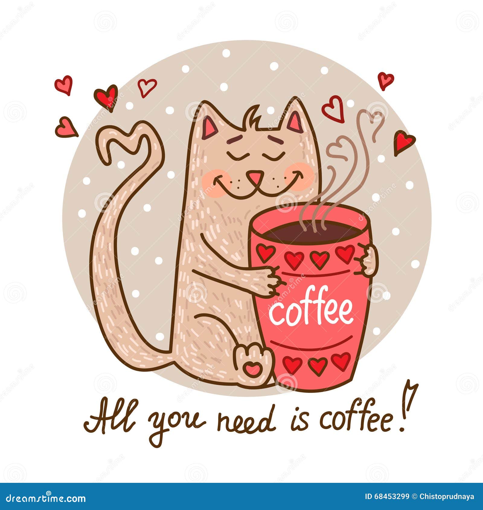 Gato lindo con café ilustración del vector. Ilustración de cabrito ...