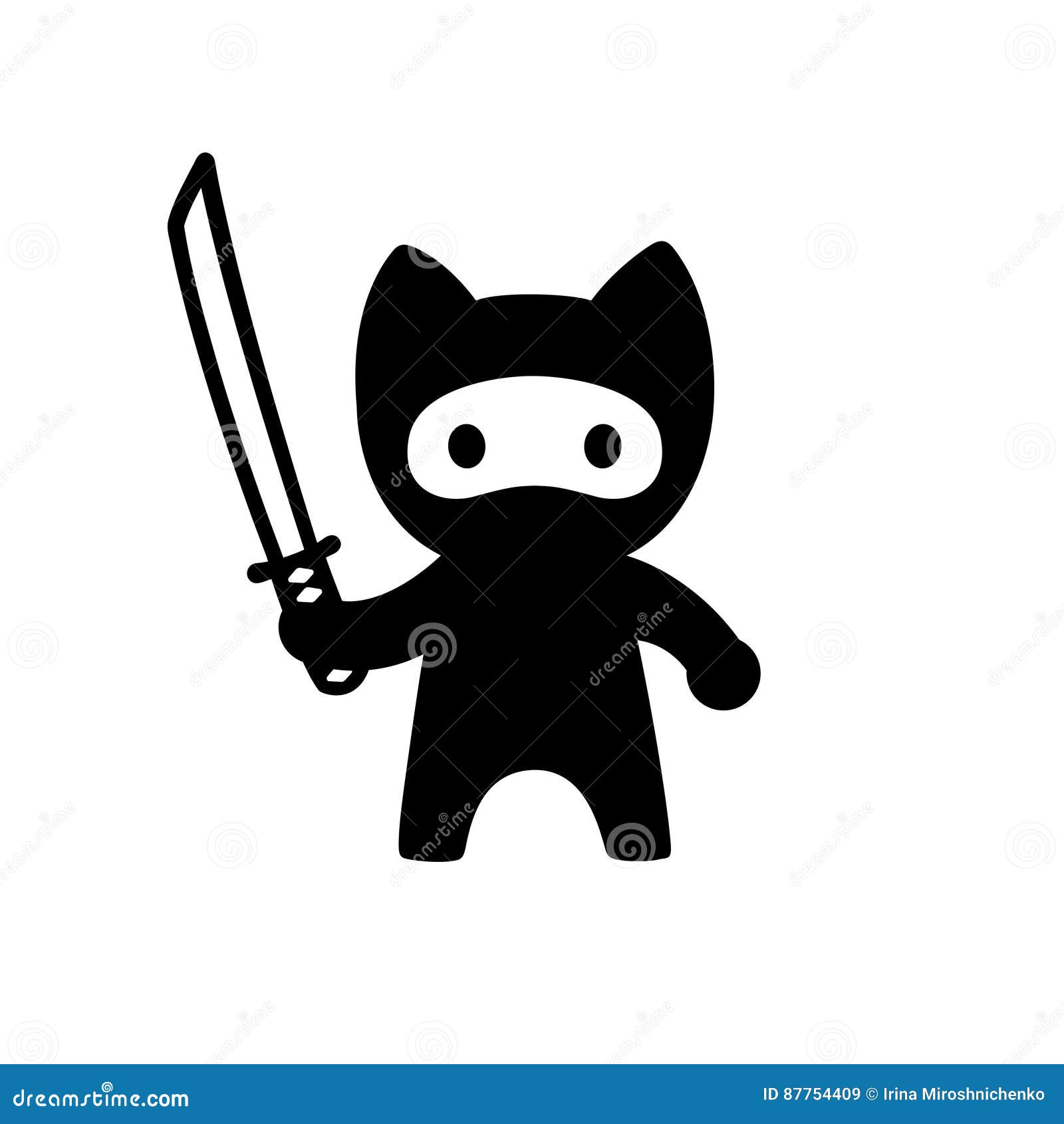 Gato Lindo Del Ninja De La Historieta Ilustración del Vector ...