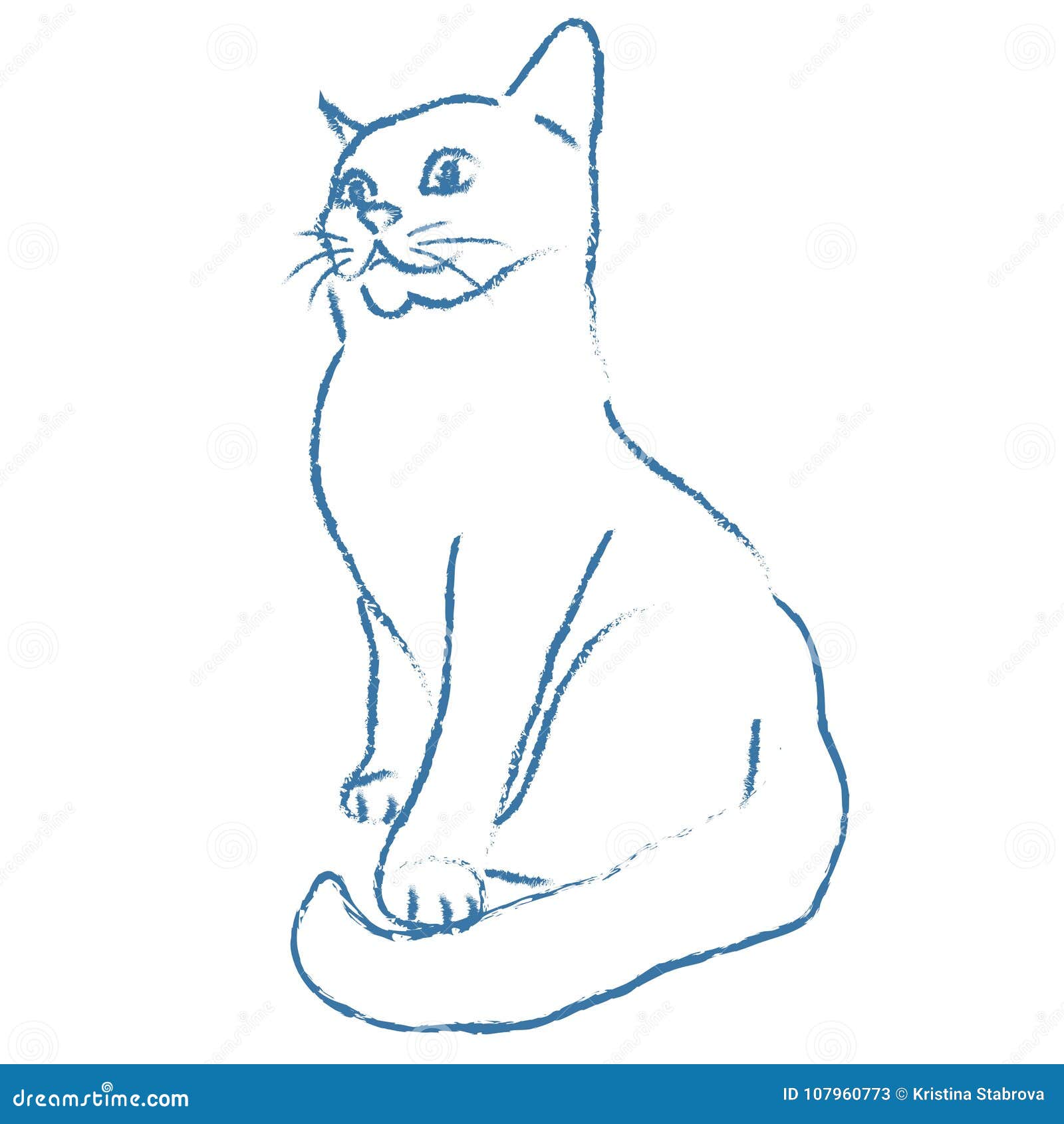 Gato Lindo Orgulloso Que Se Sienta Bosquejo Del Vector Ilustración del ...
