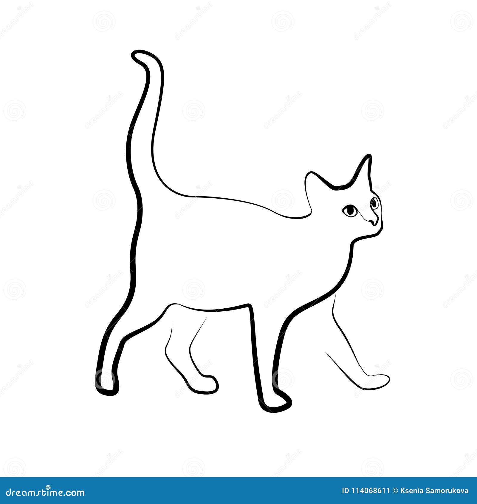 Gato Linear Muestra Simple Del Vector Ilustración del Vector ...