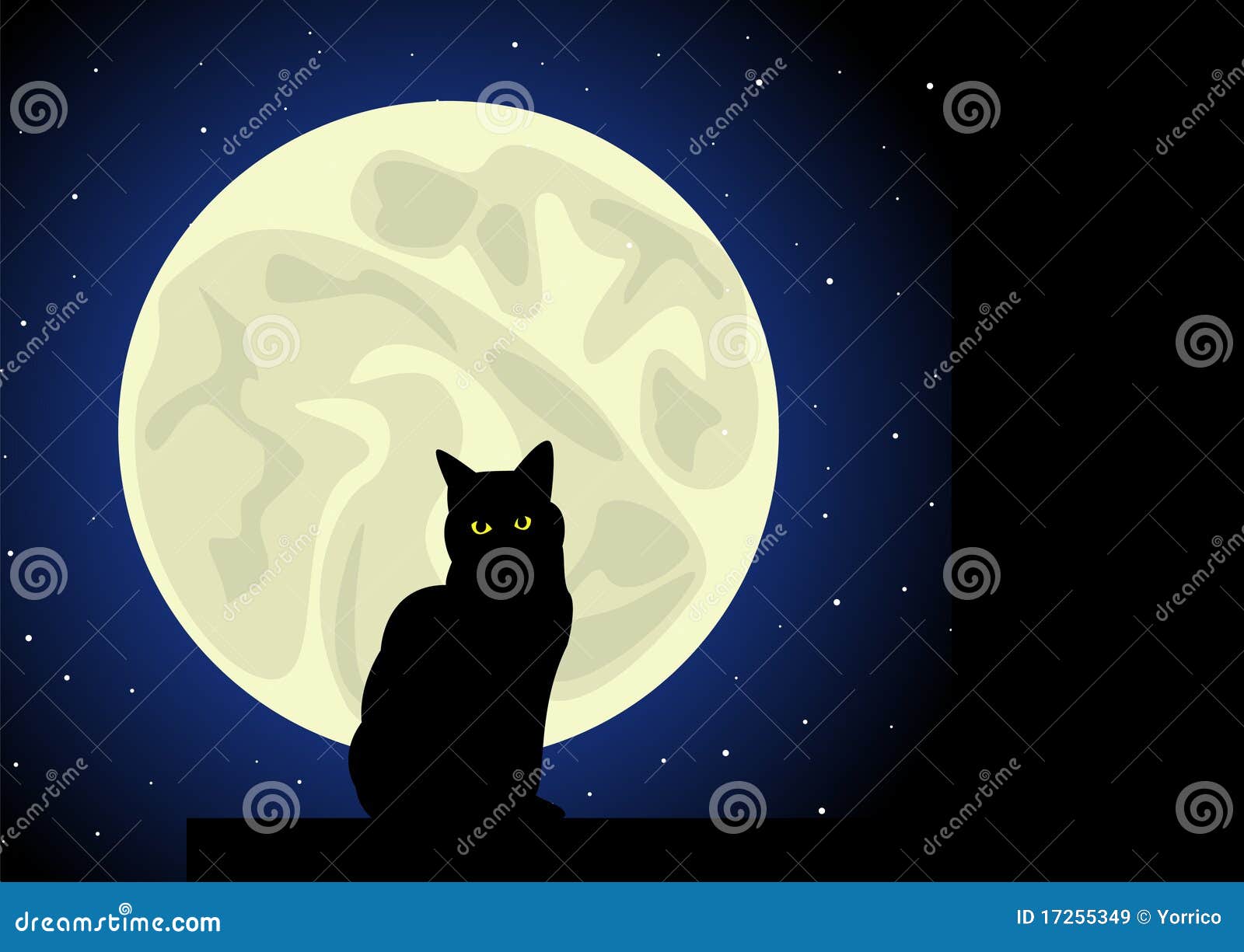 Gato. Lua. ilustração do vetor. Ilustração de vida, gatinho - 17255349