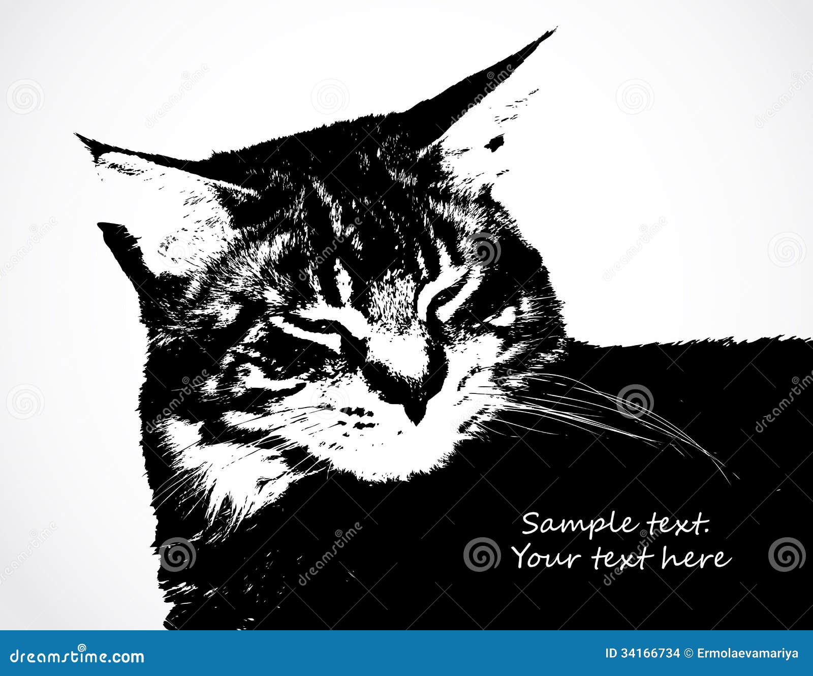 Gato negro. Vector ilustración del vector. Ilustración de ordenador ...