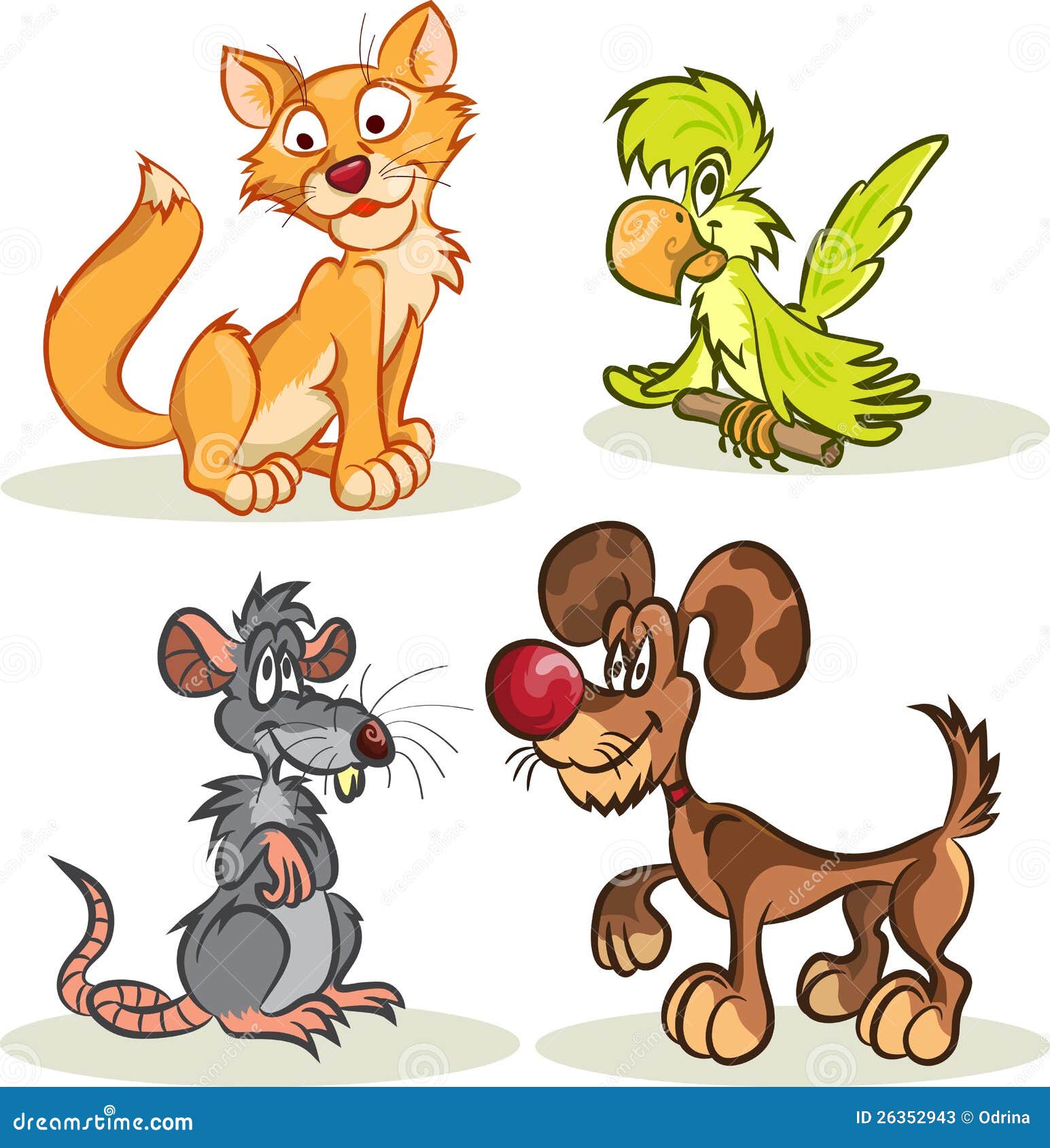 Gato, perro, rata, loro ilustración del vector. Ilustración de bebé ...