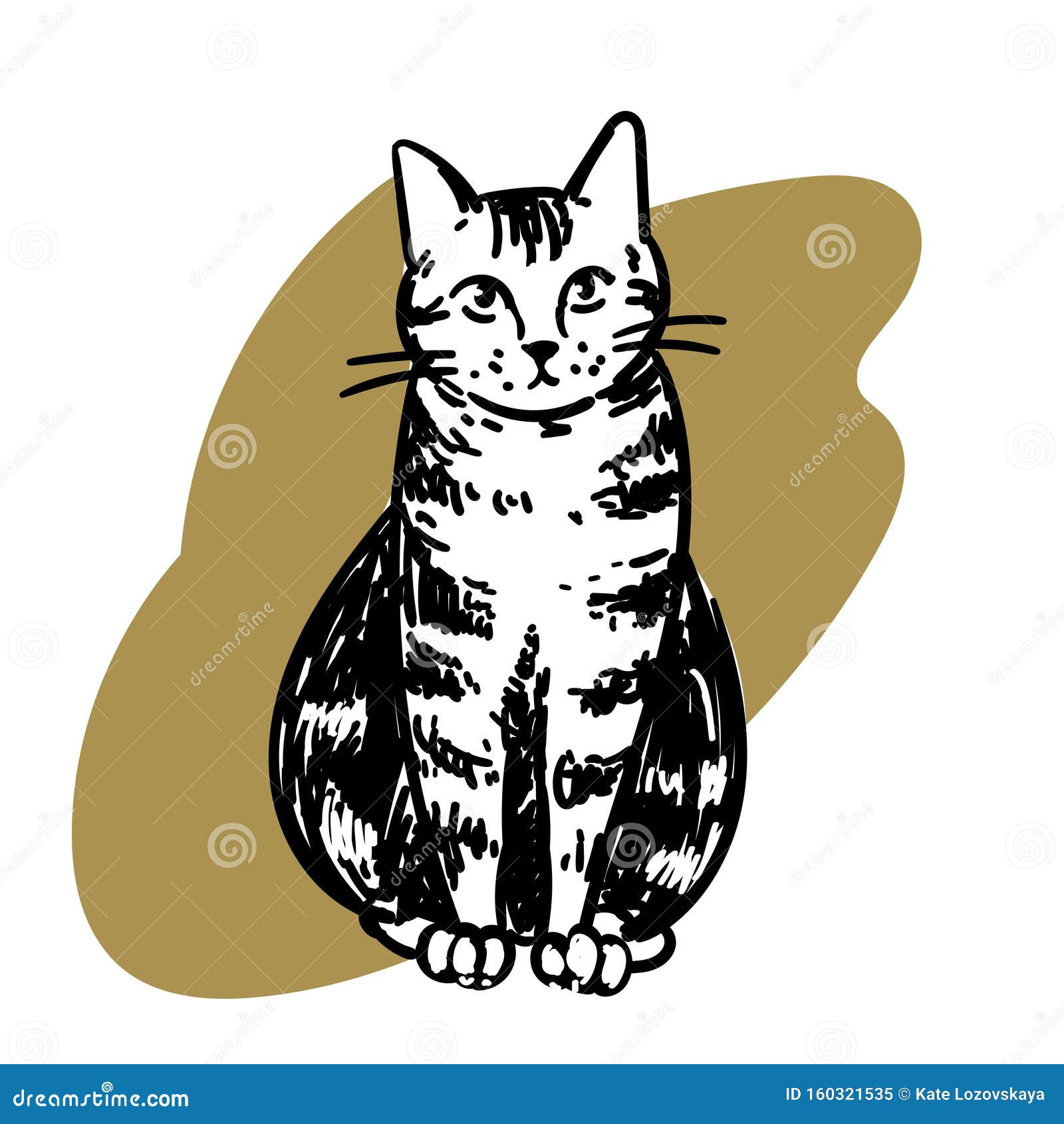 Gato Sentado Gatito Con Estilo De Dibujo A Mano Ilustración Vectorial