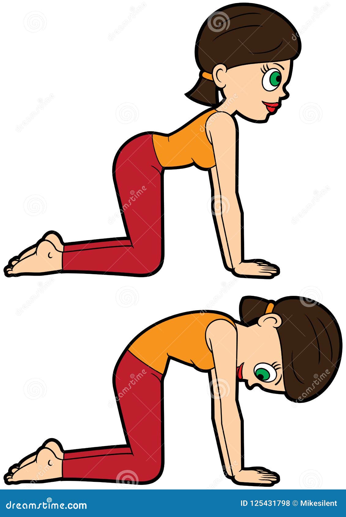 Gato-vaca Ajustada Do Asana Da Ioga Ilustração do Vetor - Ilustração de ...