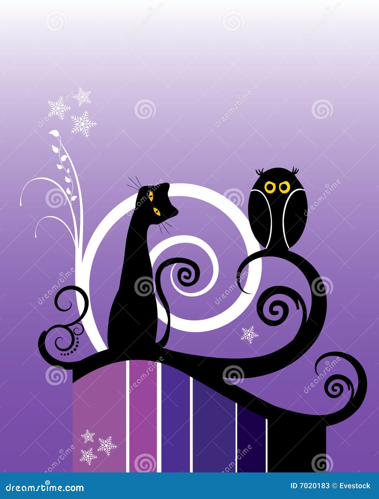 Gato y buho stock de ilustración. Ilustración de gato - 7020183