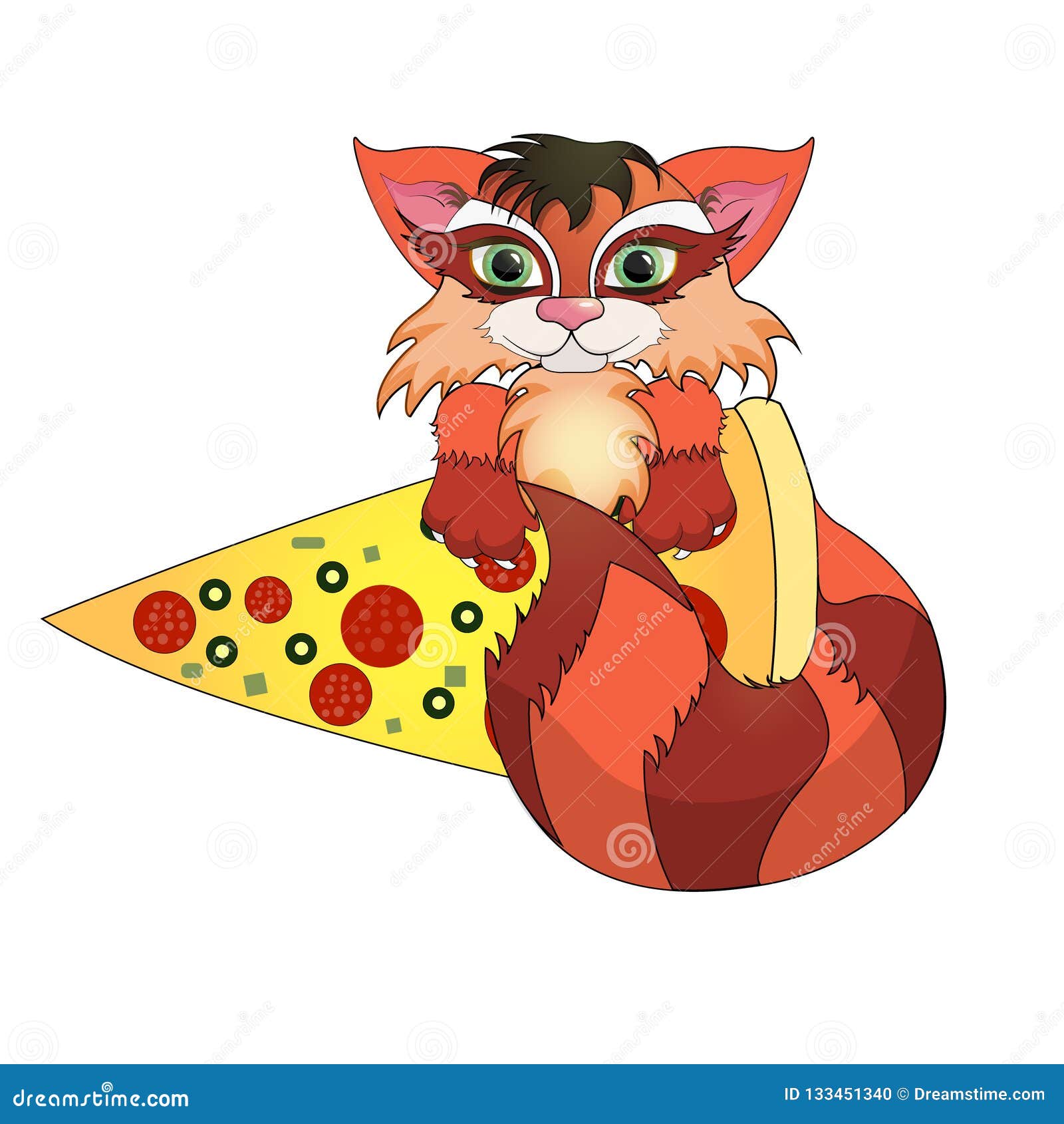 Gato y pizza divertidos ilustración del vector. Ilustración de vector ...