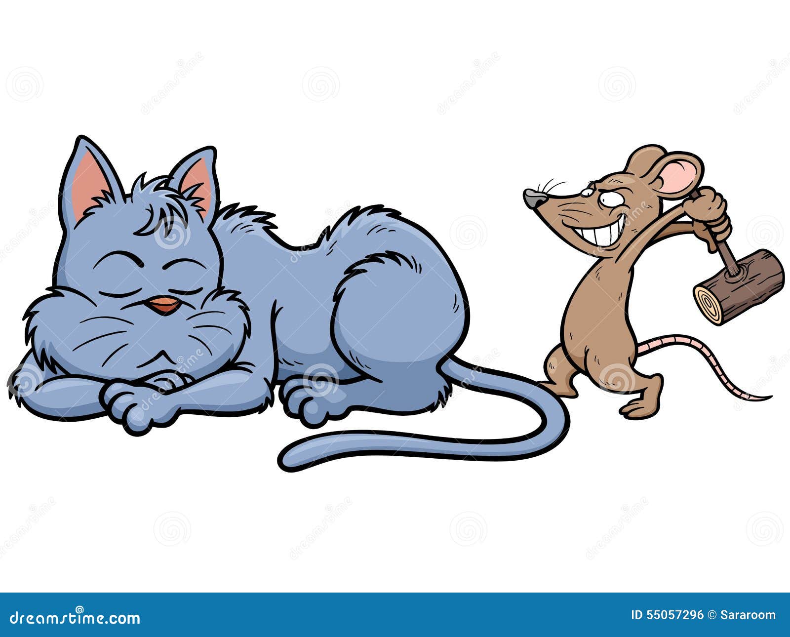 Gato y rata ilustración del vector. Ilustración de mascota - 55057296