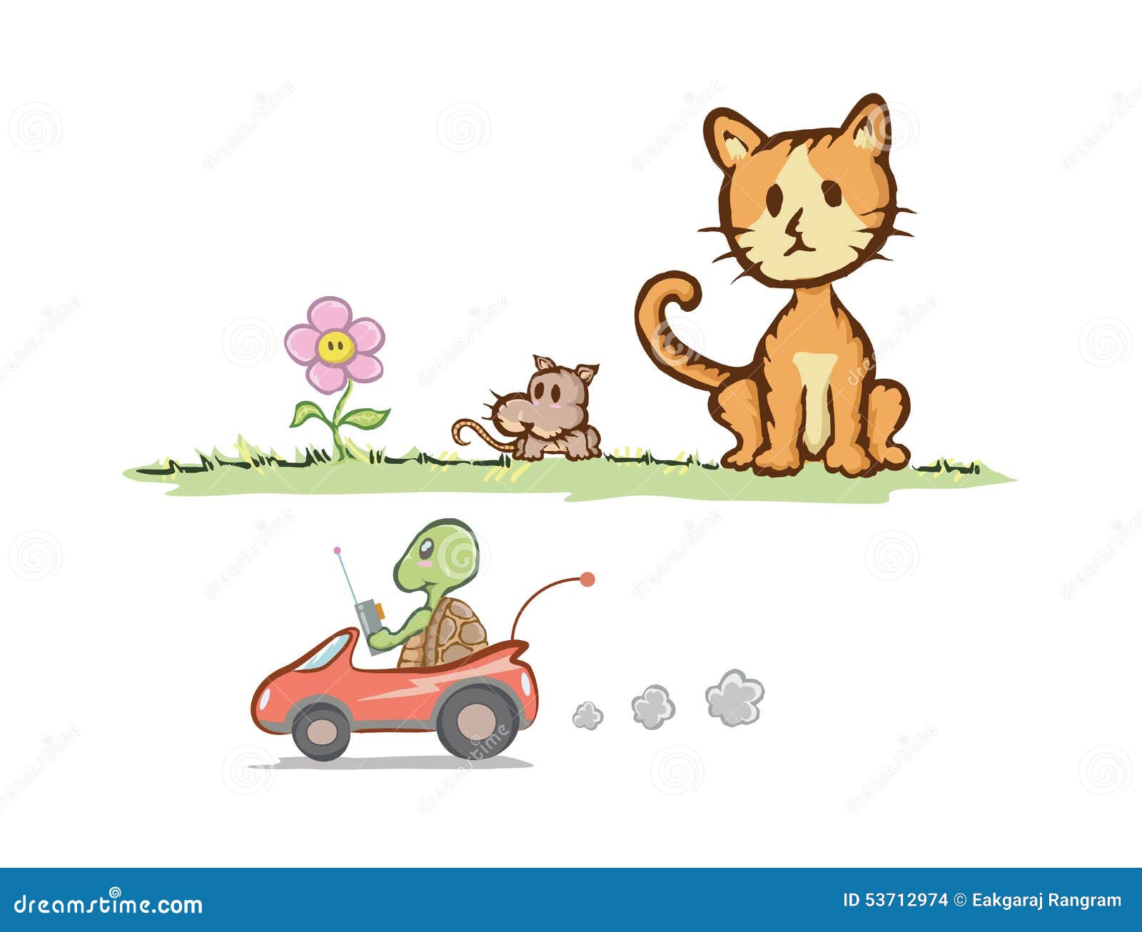 Gato y rata con la tortuga ilustración del vector. Ilustración de ...