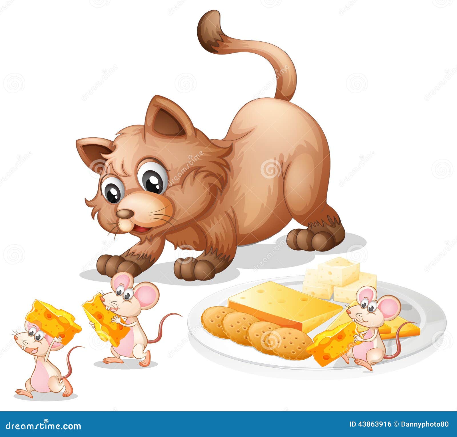Gato y ratones ilustración del vector. Ilustración de bocado - 43863916