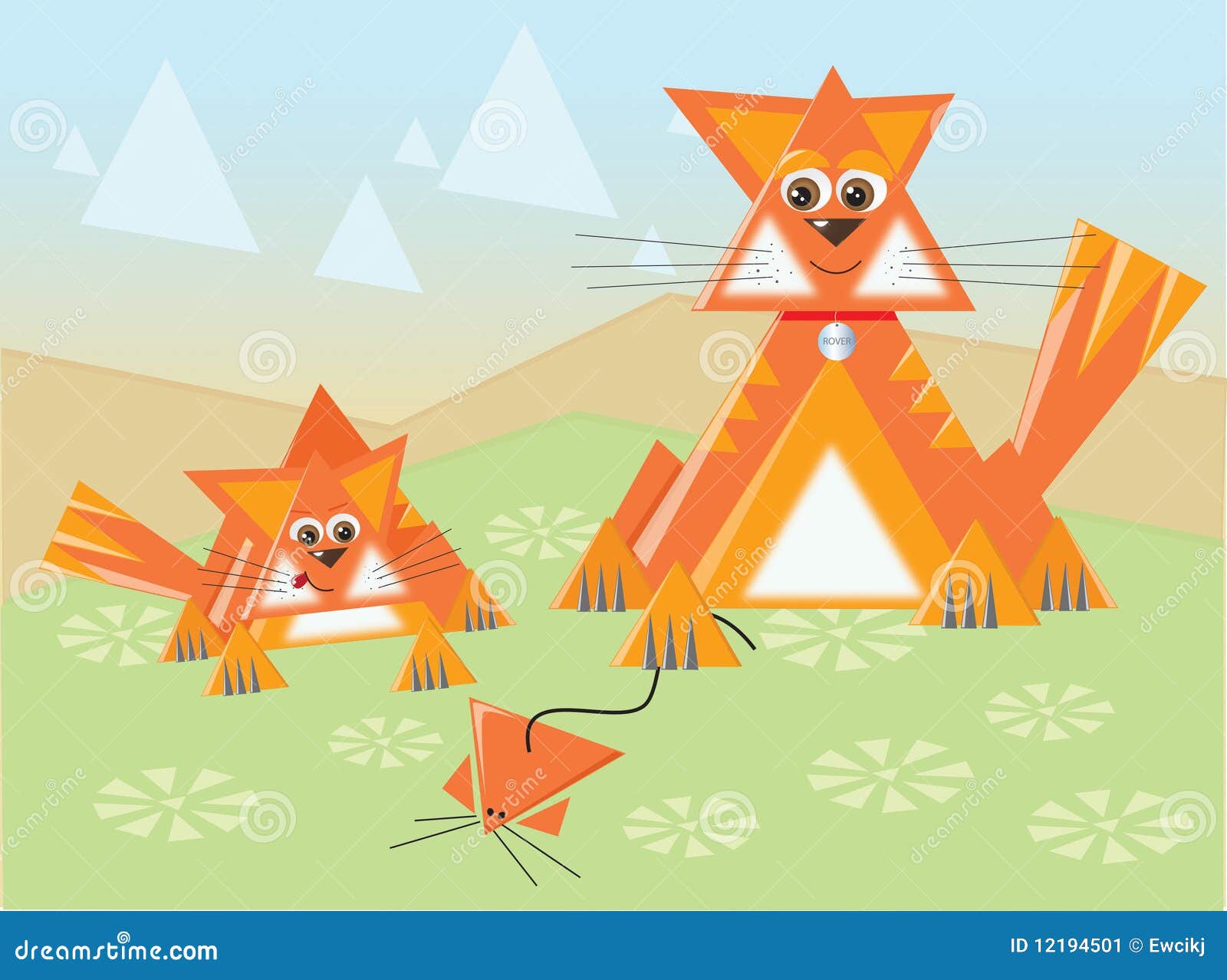 Gatos del triángulo ilustración del vector. Ilustración de anaranjado ...