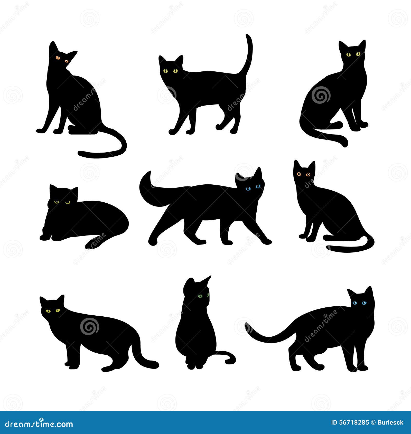 Gatos del vector ilustración del vector. Ilustración de negro - 56718285