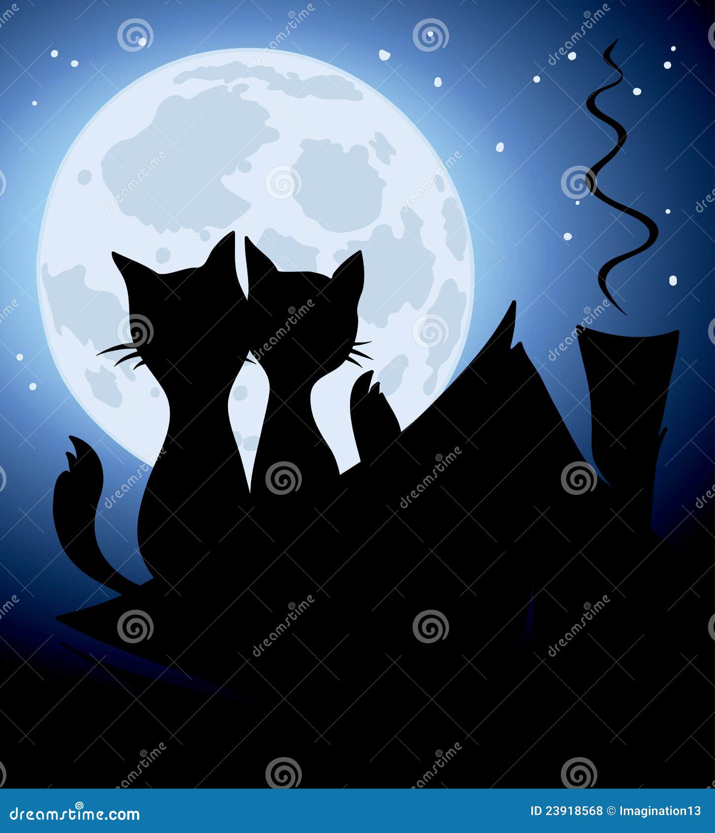 Gatos e uma Lua cheia ilustração do vetor. Ilustração de gatos - 23918568