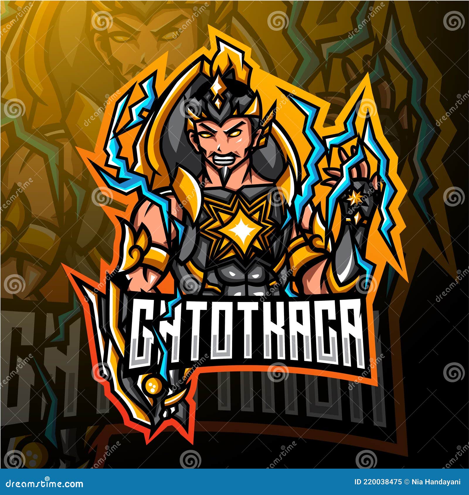 Gatotkaca Esport Mascot Logo Design Stock Vector - Illustration of ...