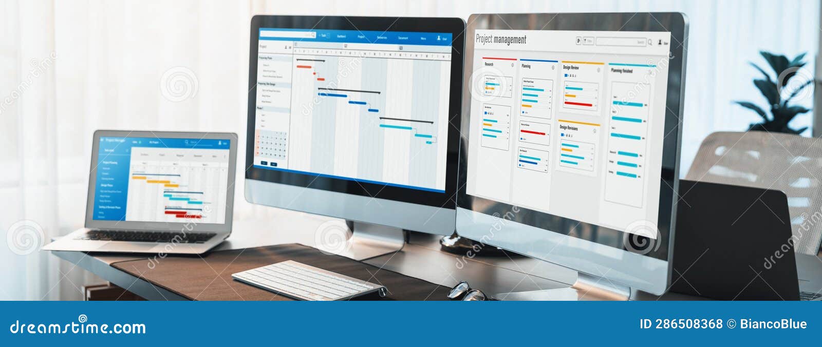Gatt Chart Software on Computer Screen Showing Business Planning ...