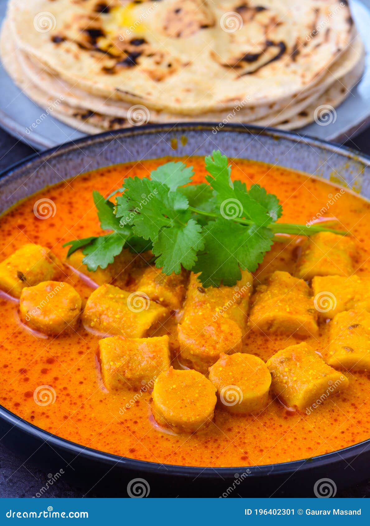 Gatte Ki Kadhi Served with Roti Stock Image - Image of served, chickpea ...