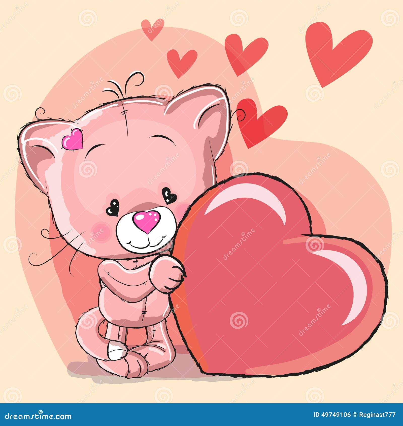 Gatto con cuore illustrazione vettoriale. Illustrazione di carino ...