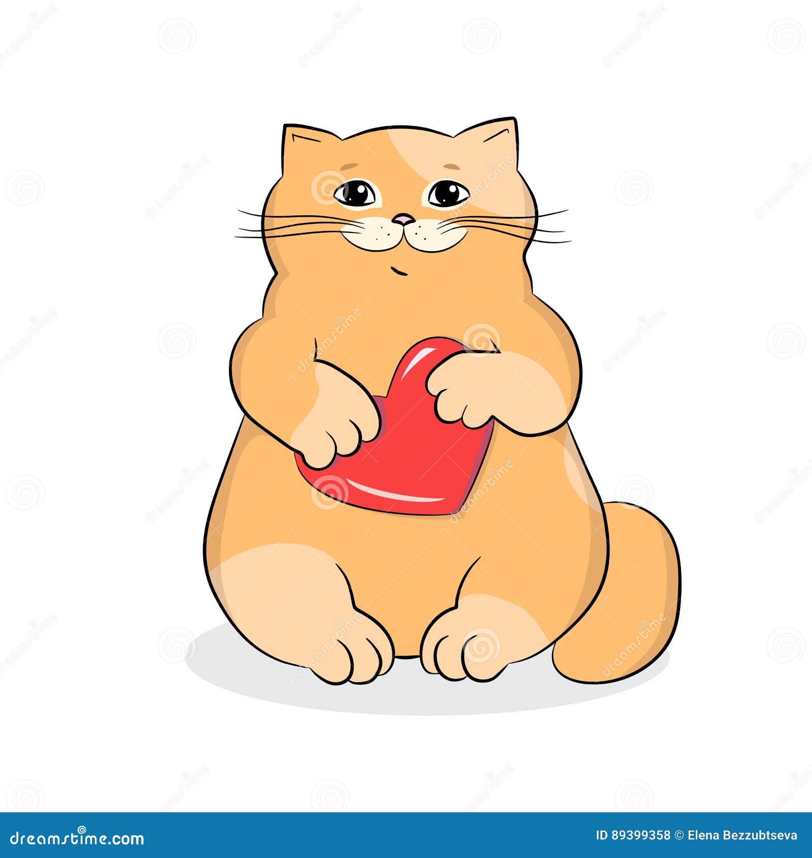 Gatto con cuore illustrazione vettoriale. Illustrazione di gattino ...