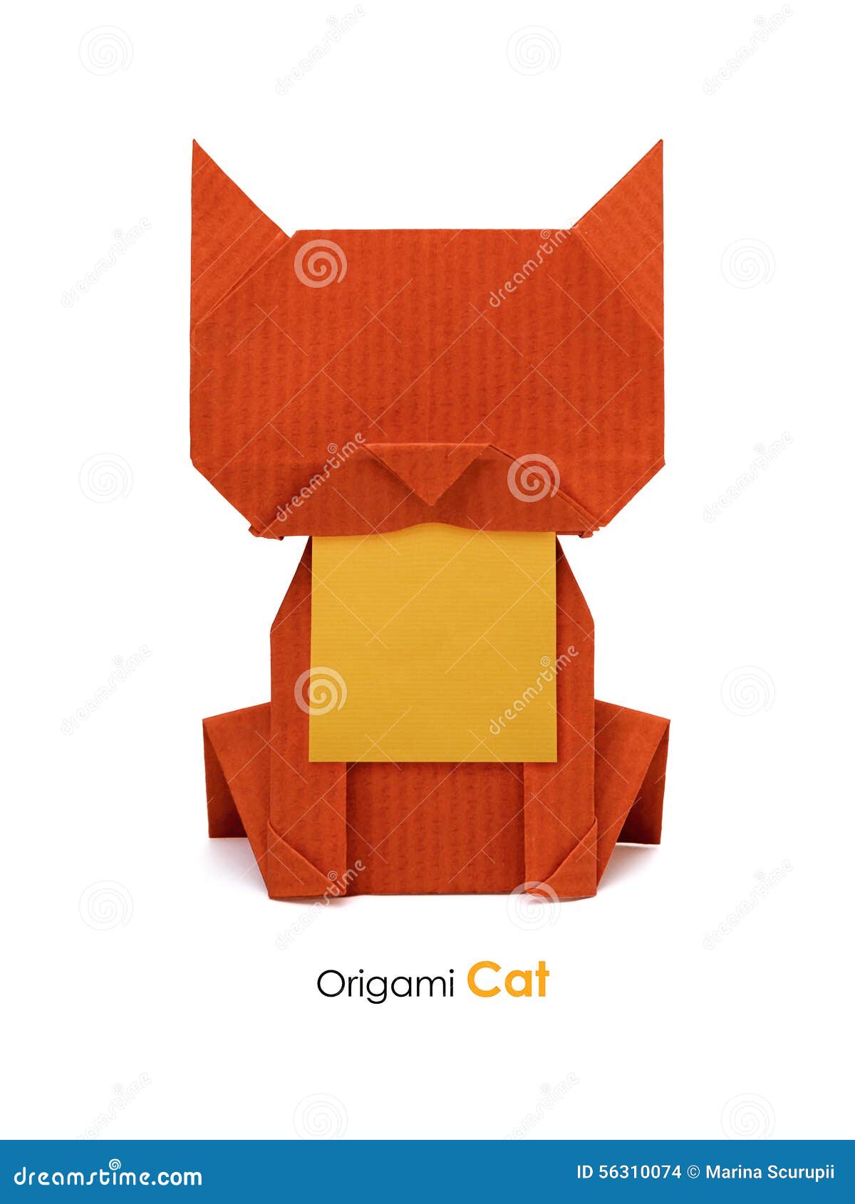 Gatto di rosso di origami fotografia stock. Immagine di mestiere - 56310074