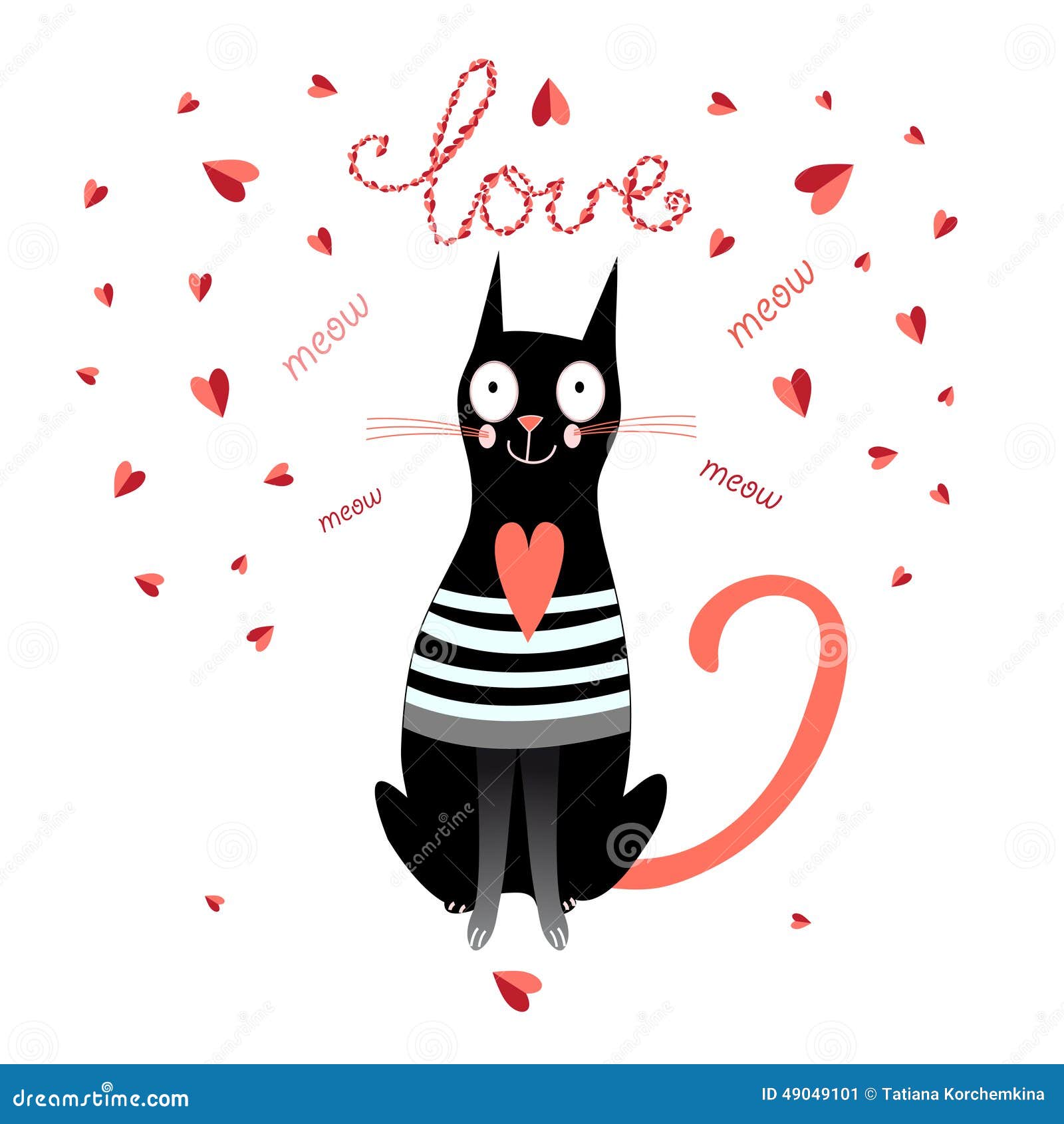 Gatto Innamorato Di Disegno Illustrazione Vettoriale - Illustrazione di ...