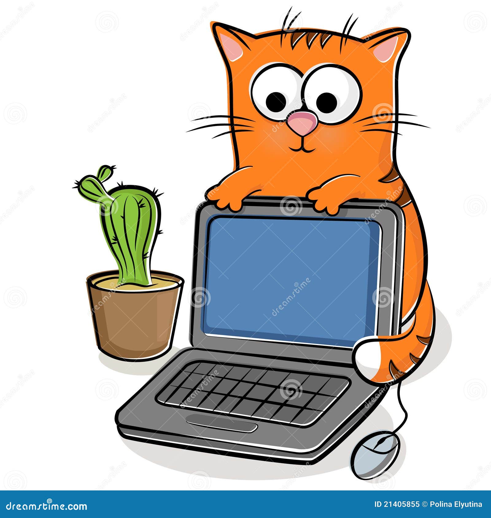 Gatto Piacevole Con Il Computer Portatile Illustrazione Vettoriale ...