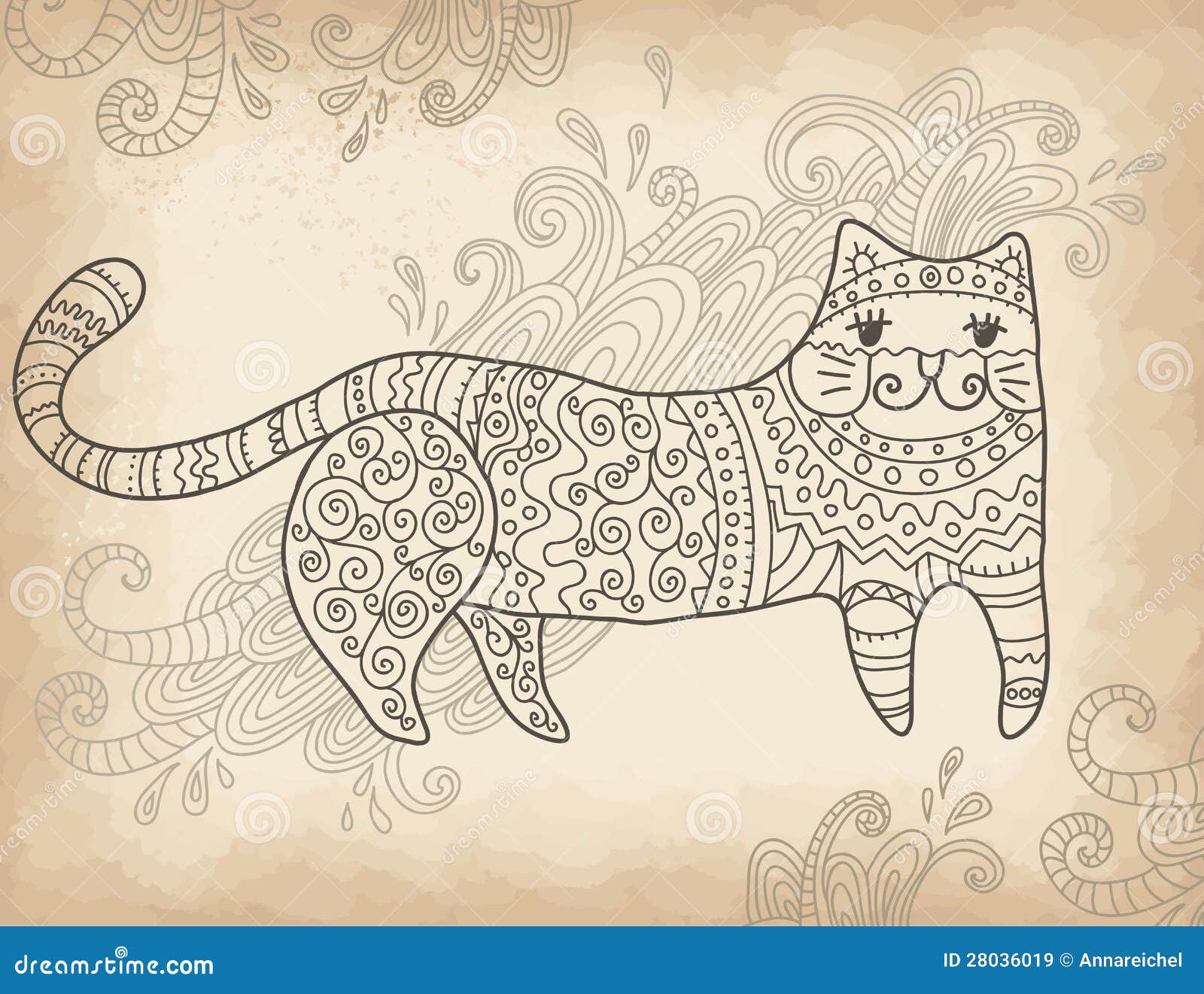 Gatto stilizzato modellato illustrazione vettoriale. Illustrazione di ...