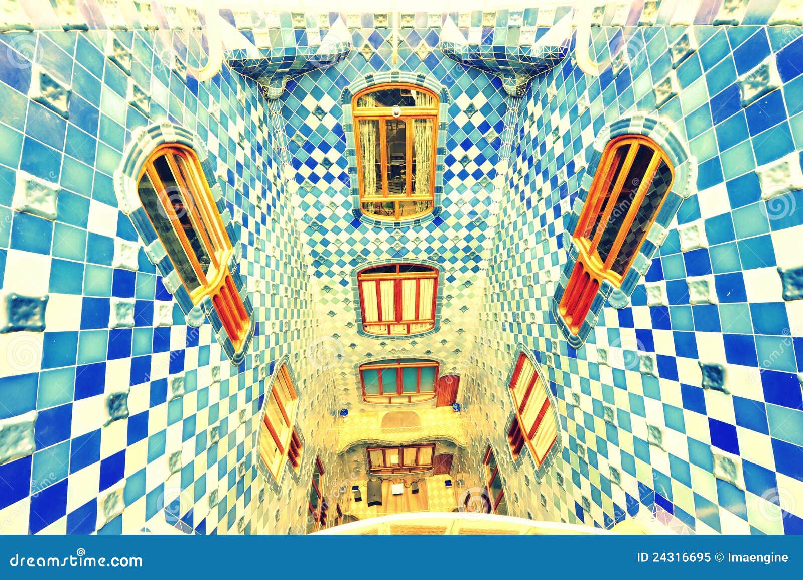 Gaudi blue editorial image. Image of color, columns, blue - 24316695