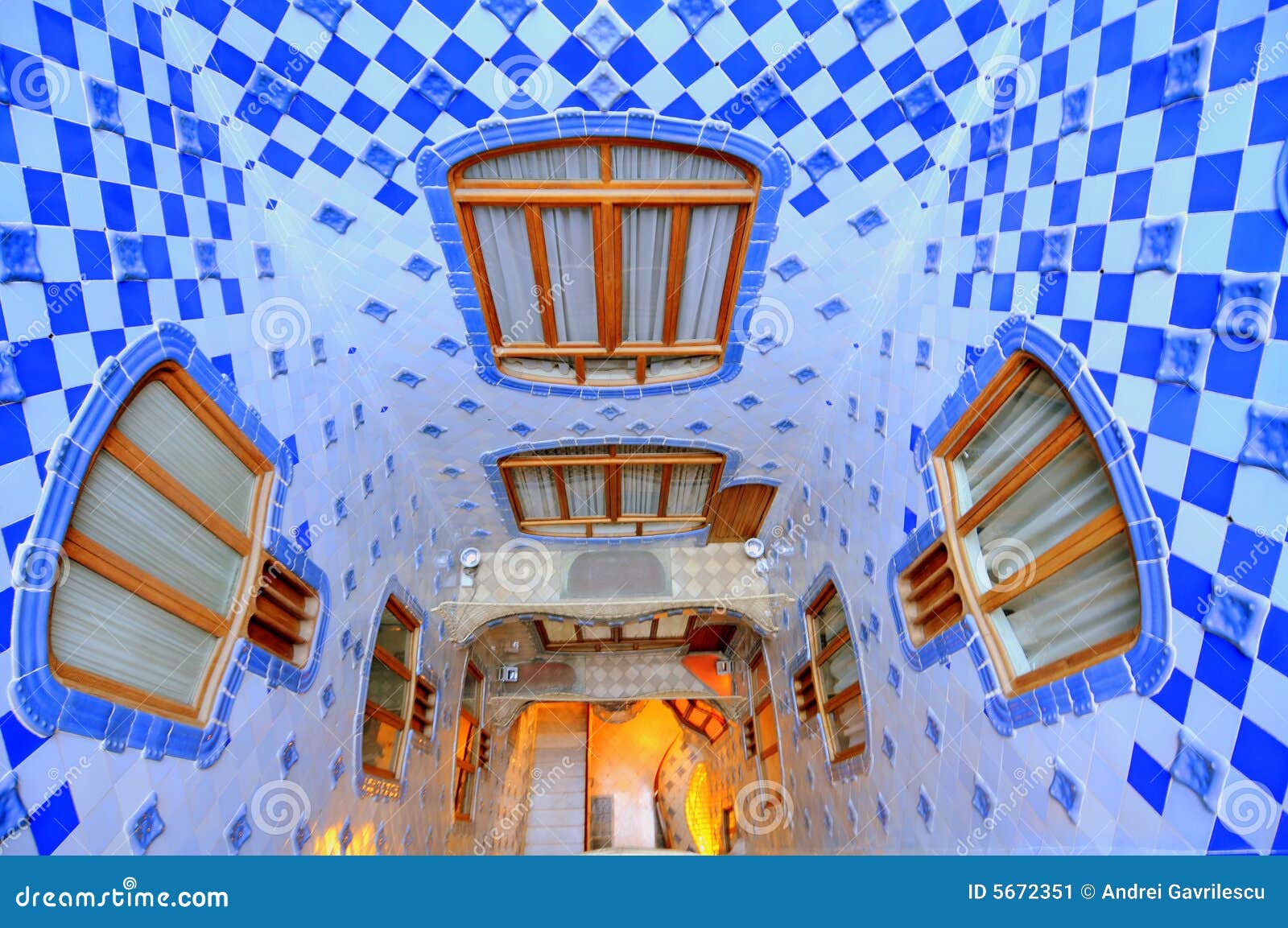 Gaudi blue - Casa Batllo stock image. Image of spain, light - 5672351