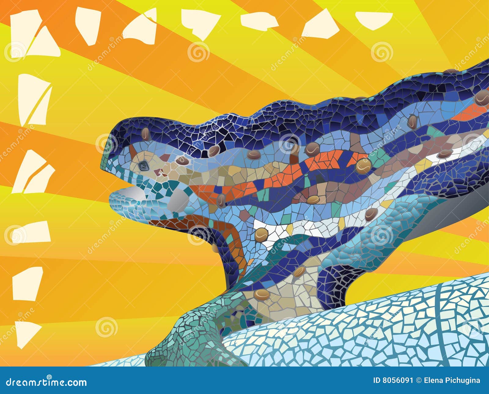 Gaudi_lizard_mosaic Cartoon Vector | CartoonDealer.com #8056091