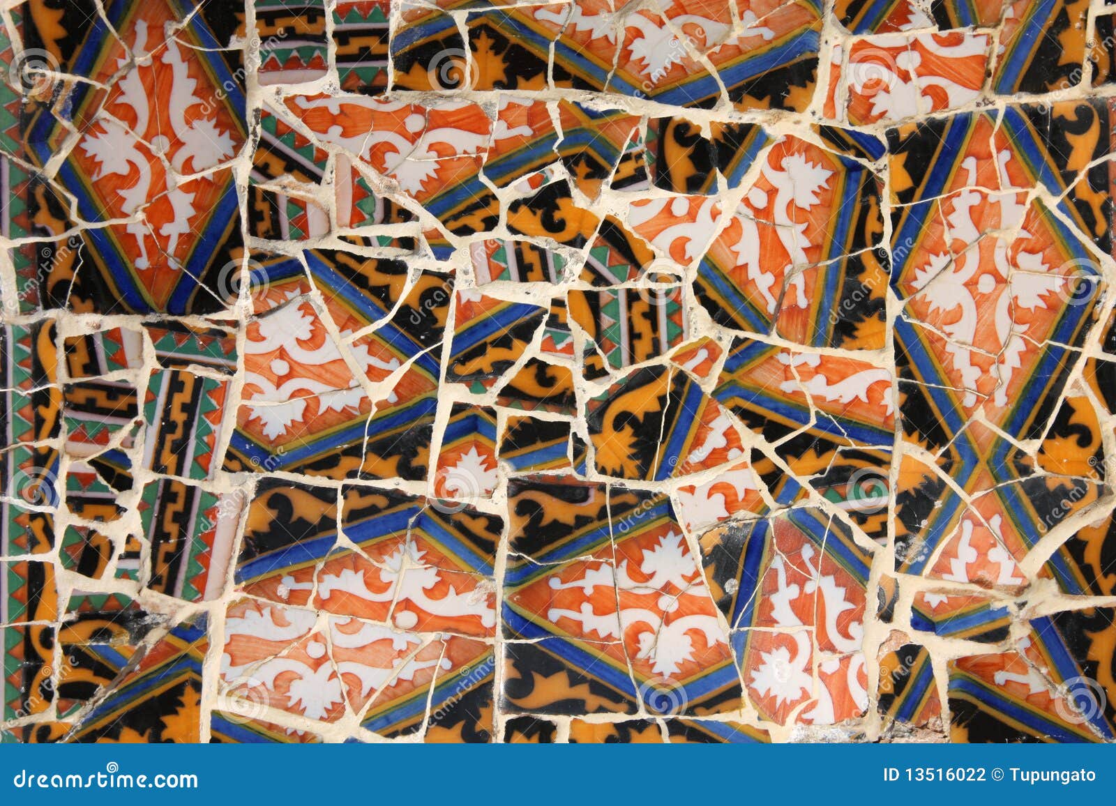 Gaudi mosaic background stock photo. Image of guell, close - 13516022