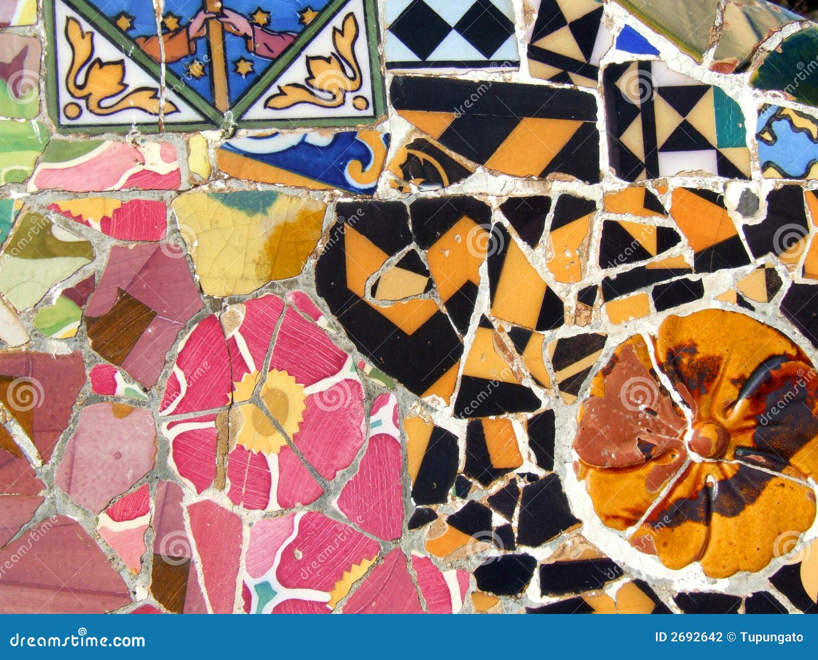 Gaudi mosaic in Barcelona stock photo. Image of parc, floral - 2692642