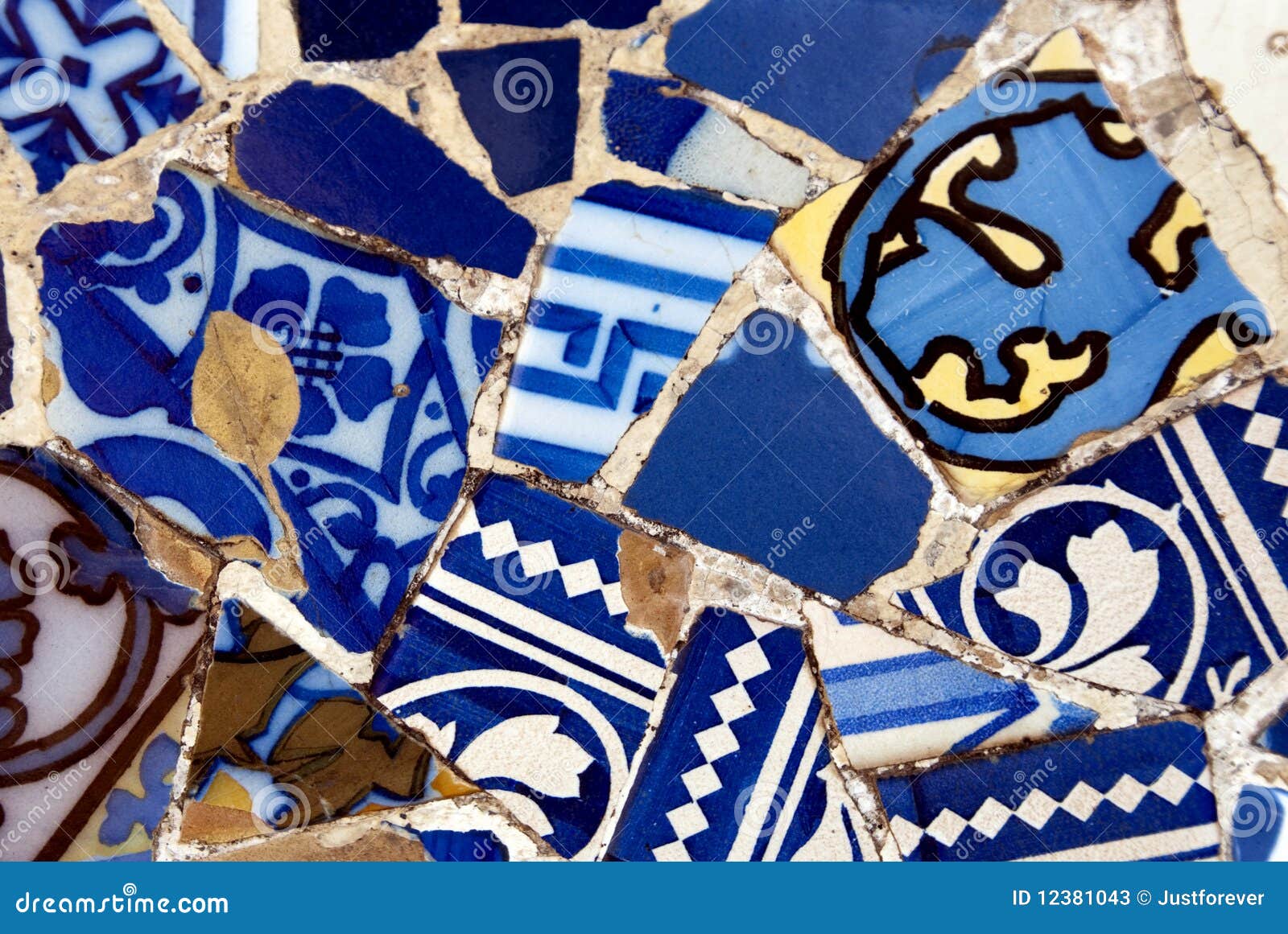 Gaudi mosaic wall stock image. Image of blue, artist - 12381043